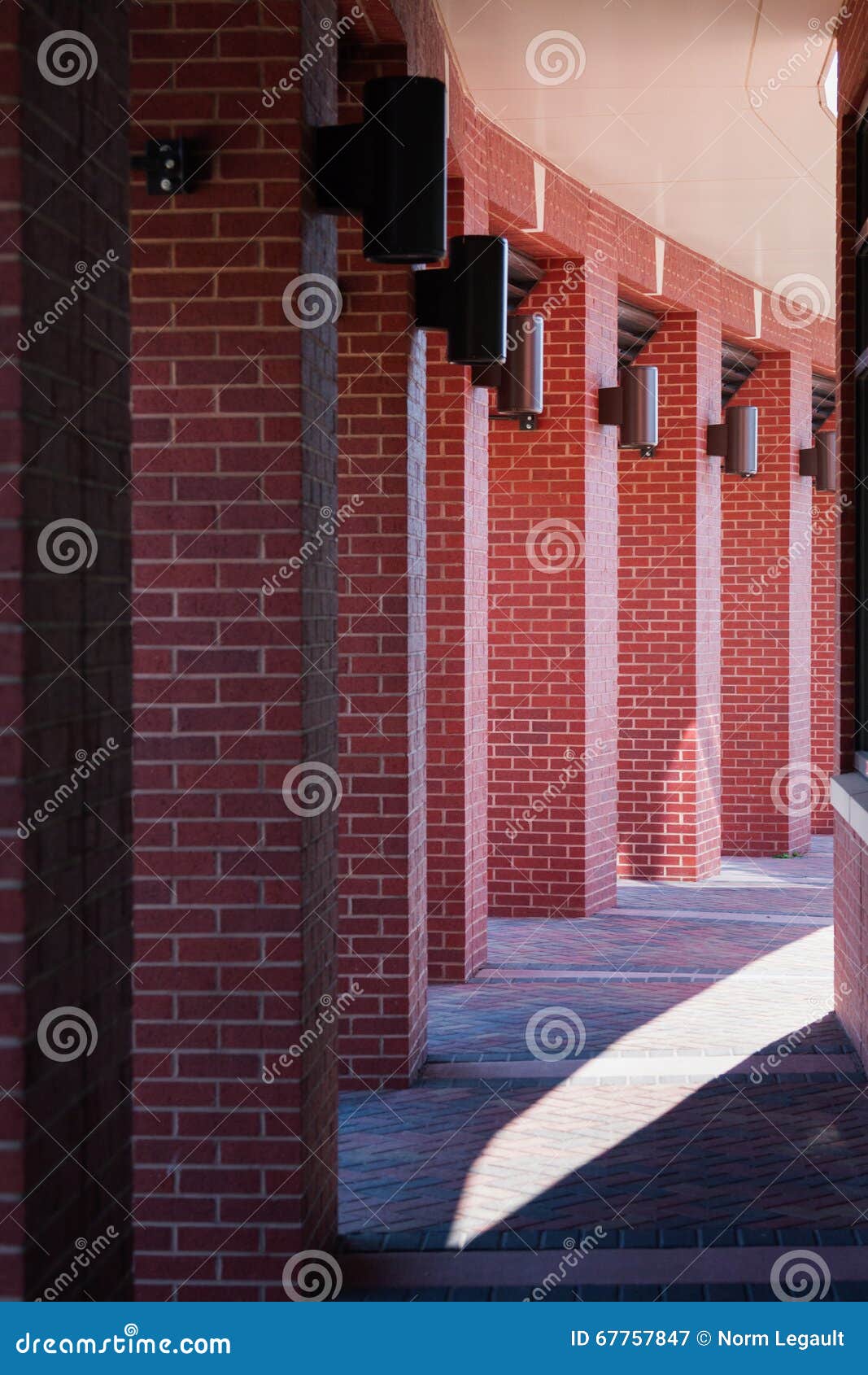 Red Brick Columns Curving Around Pathway Stock Image - Image of ...