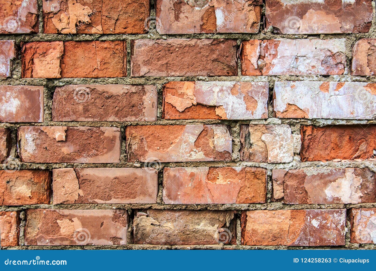 Red Brick Crumbled Off Wall Wallpaper Background Backdrop Stock Image ...