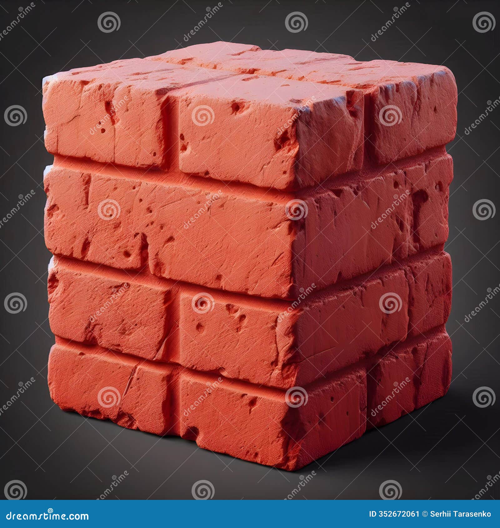 Red Brick Cube Forming a Solid Structure on a Dark Background Stock ...