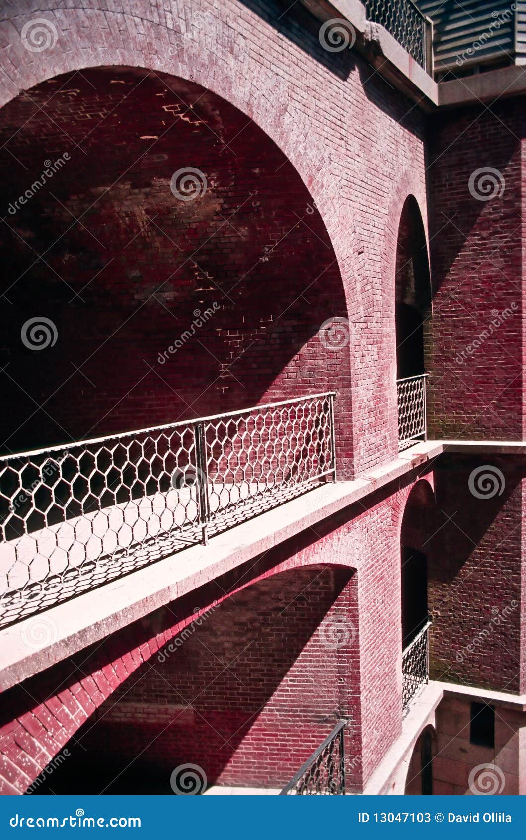 Red Brick Exterior Arched Walls at Fort Point Stock Image - Image of ...