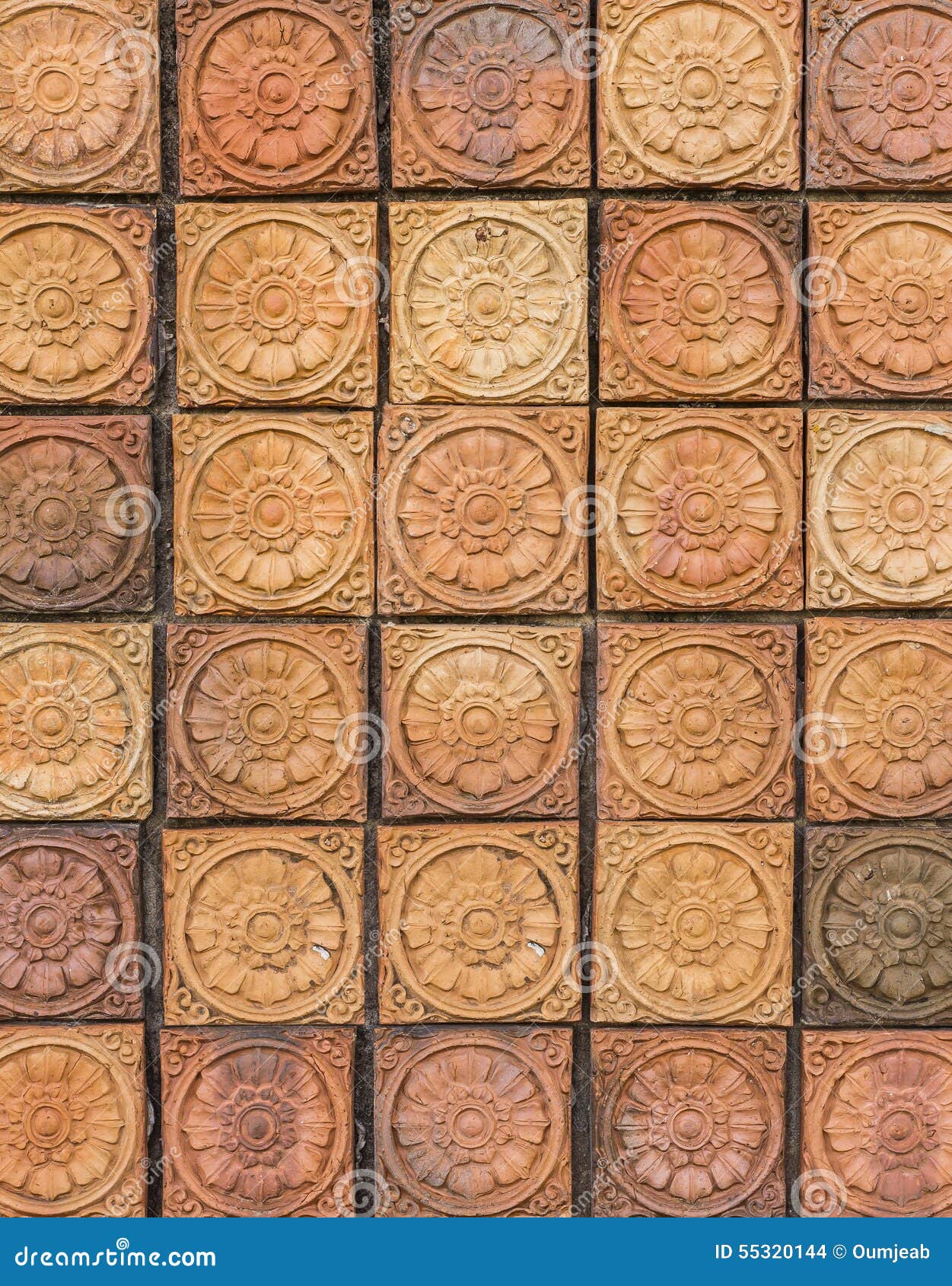 Red brick flower pattern stock photo. Image of plaster - 55320144