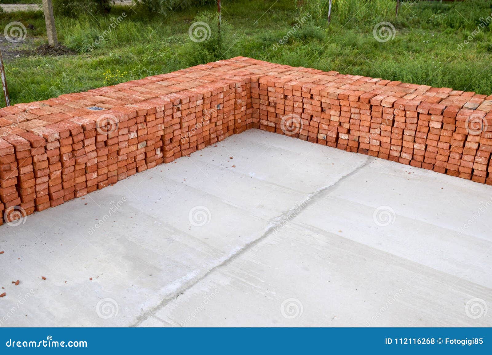 The Red Brick Folded Neatly on the Foundation of the House. Home ...