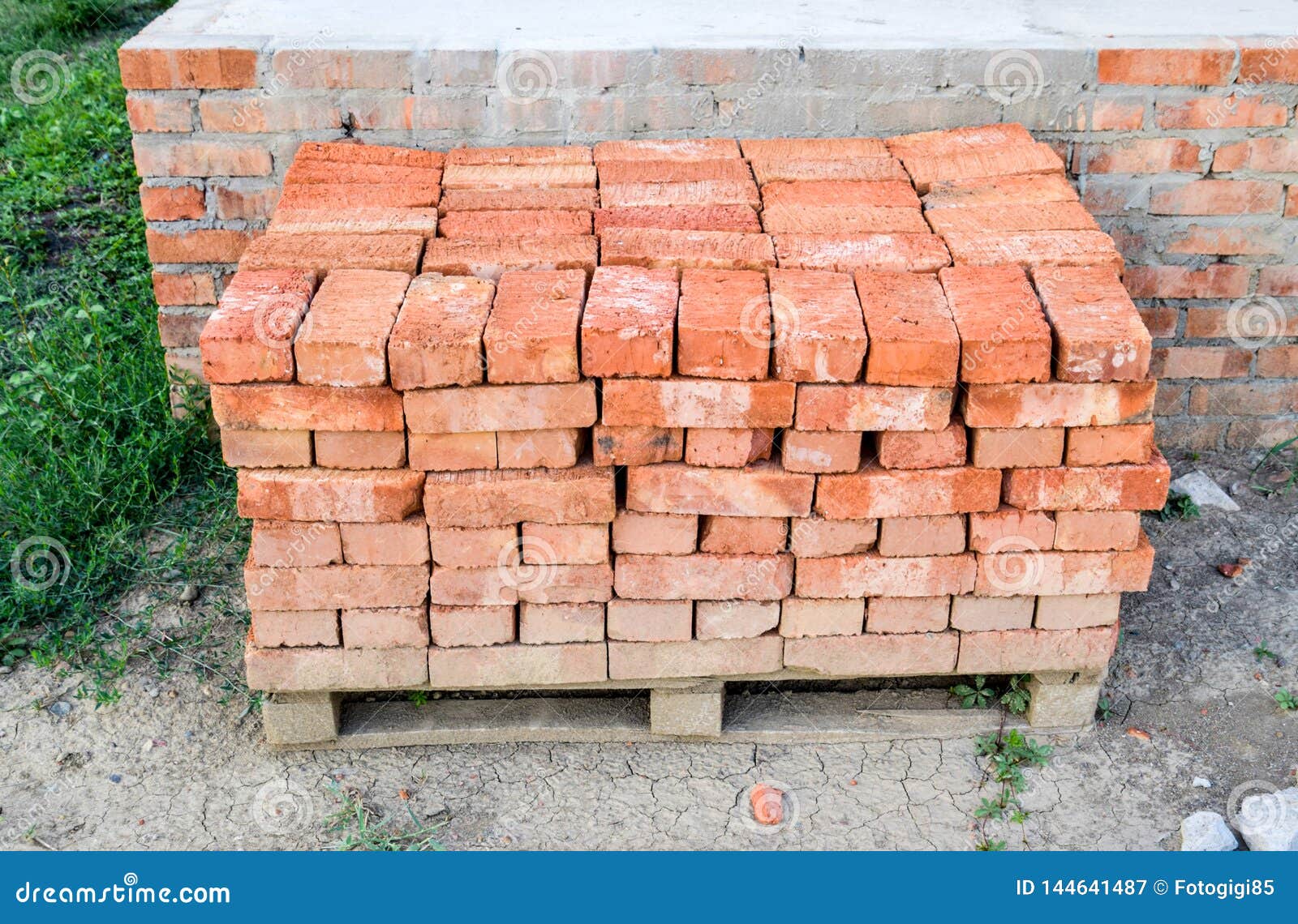 The Red Brick Folded Neatly on the Foundation of the House. Stock Image ...