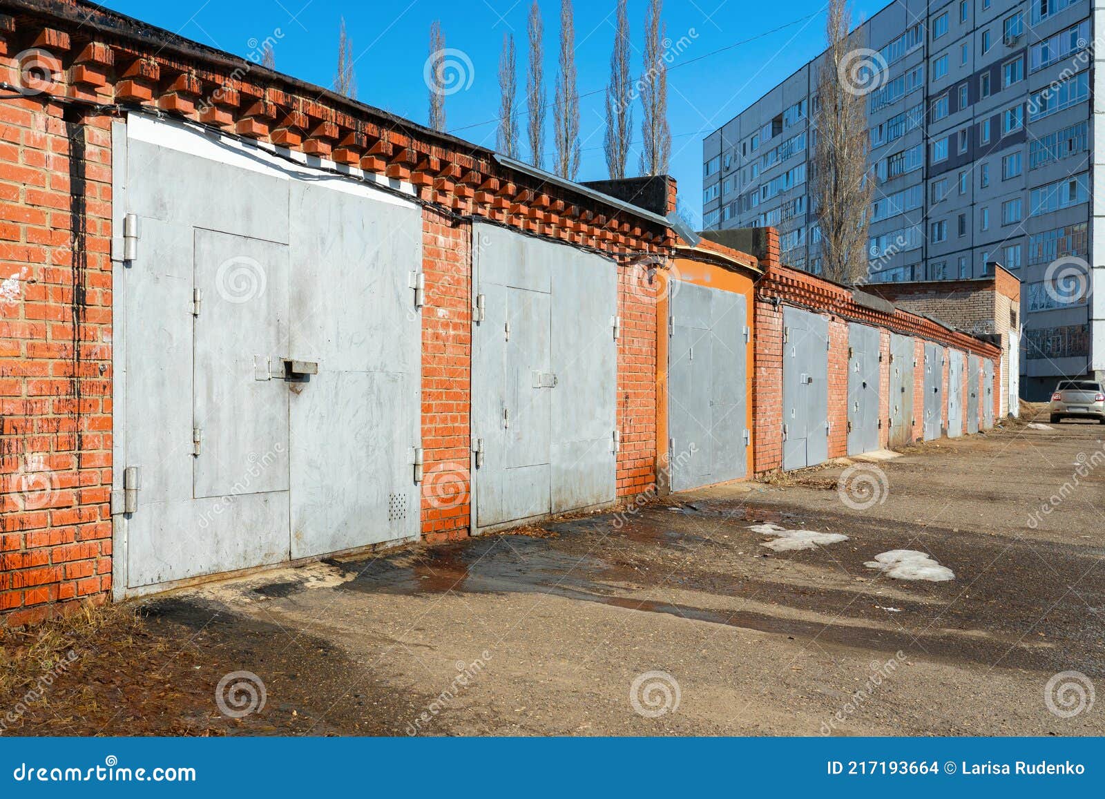 Red Brick Garages in Russia. Garage Cooperative Stock Photo - Image of ...