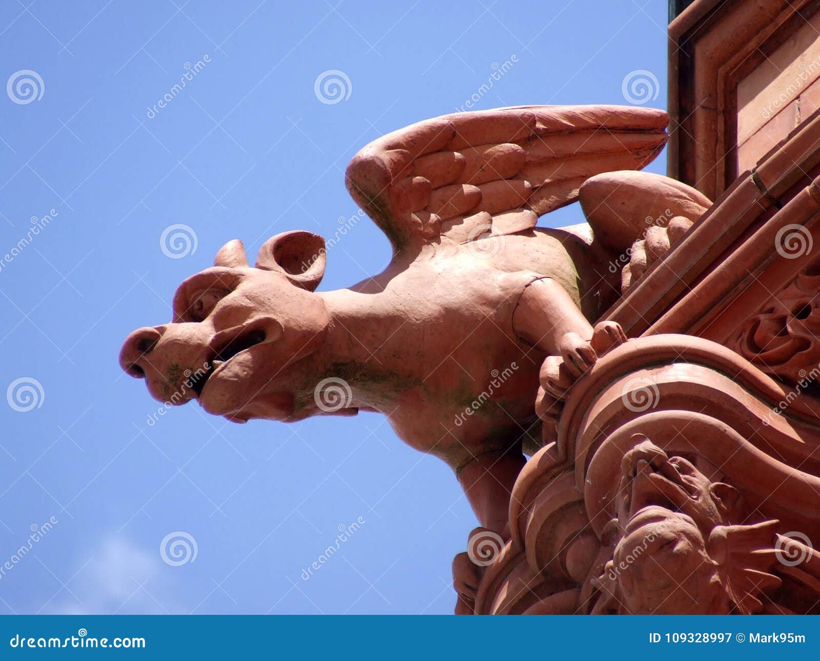 Red brick gargoyle stock image. Image of pierhead, side - 109328997