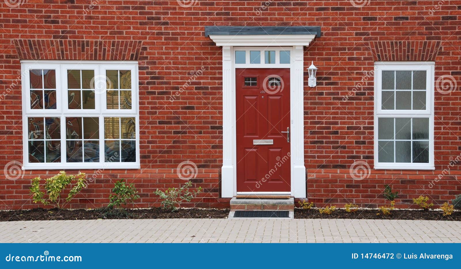 Red brick house stock photo. Image of modern, entrance - 14746472