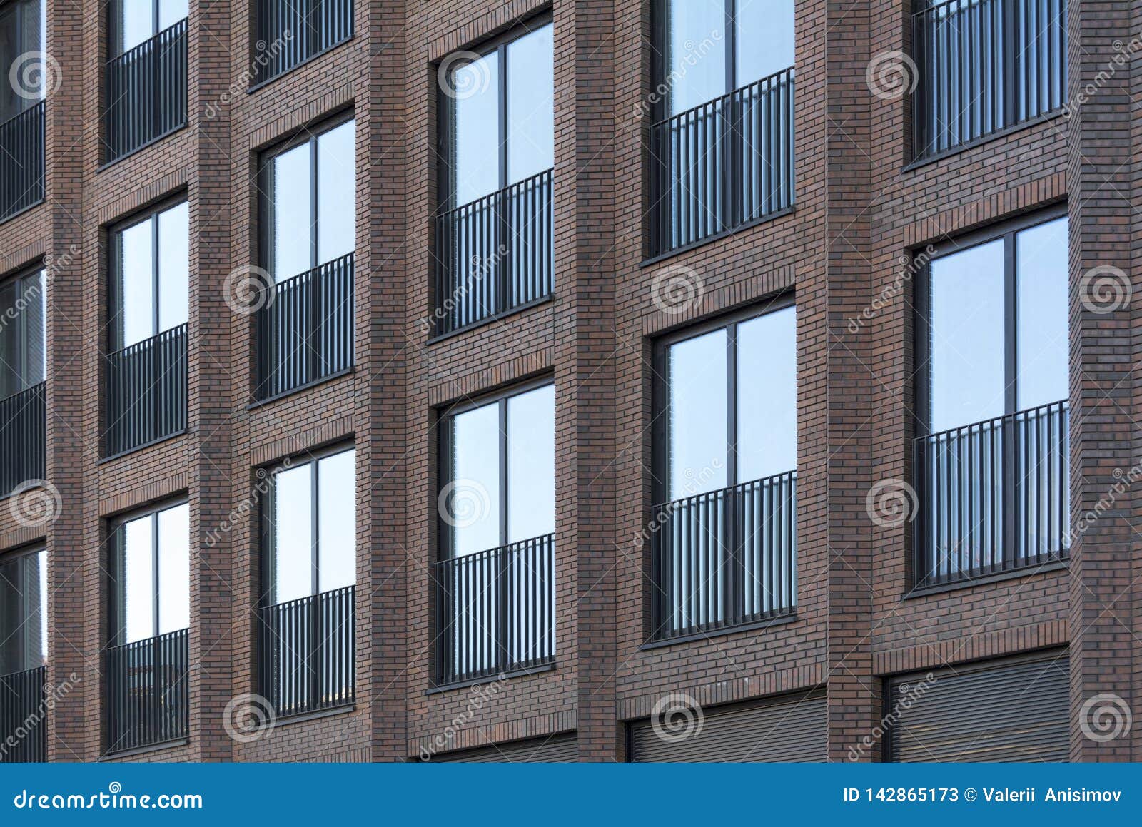 Red Brick Loft Building with Large Windows Stock Image - Image of empty ...