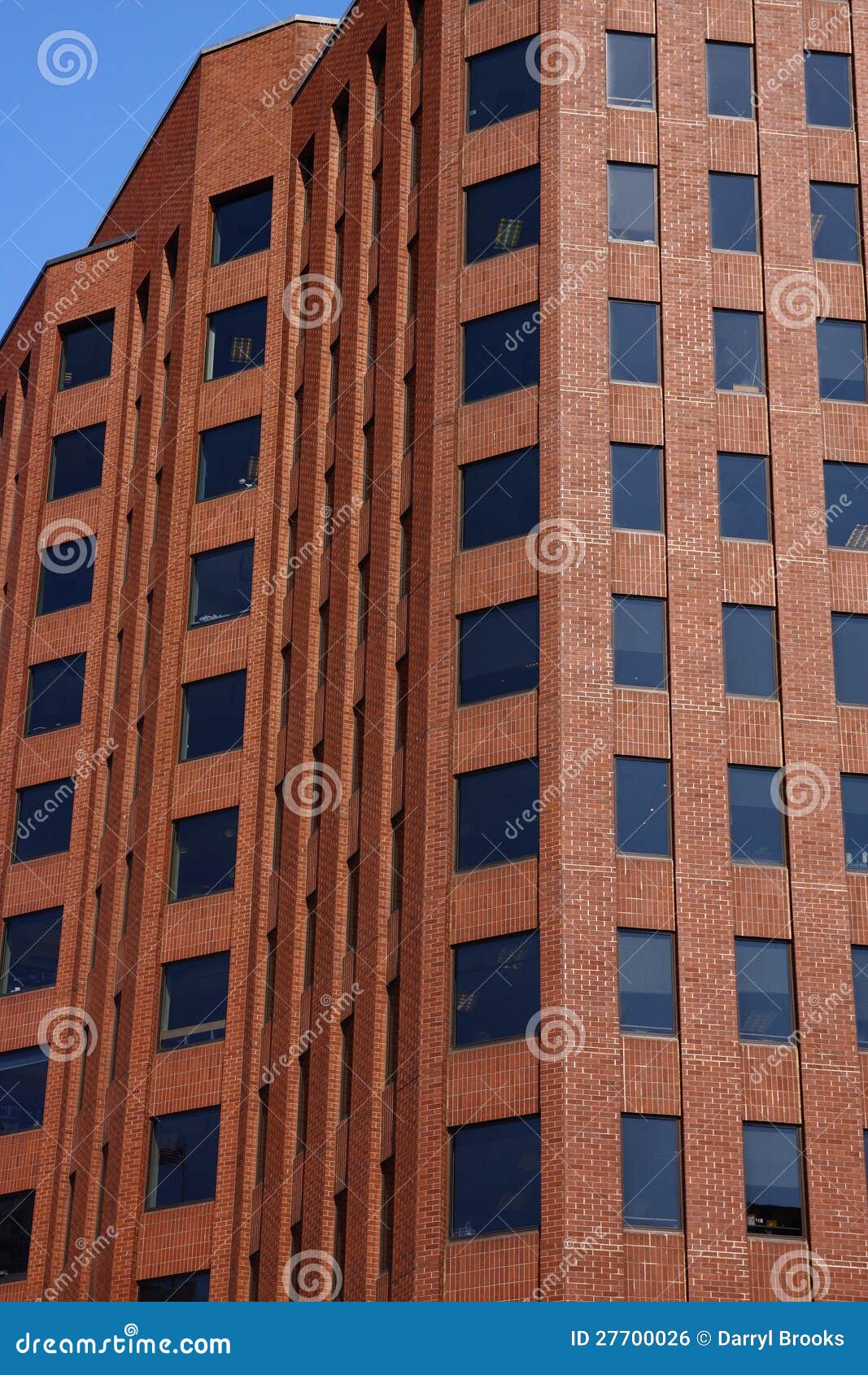 Red Brick Office with Dark Windows Stock Photo - Image of building ...