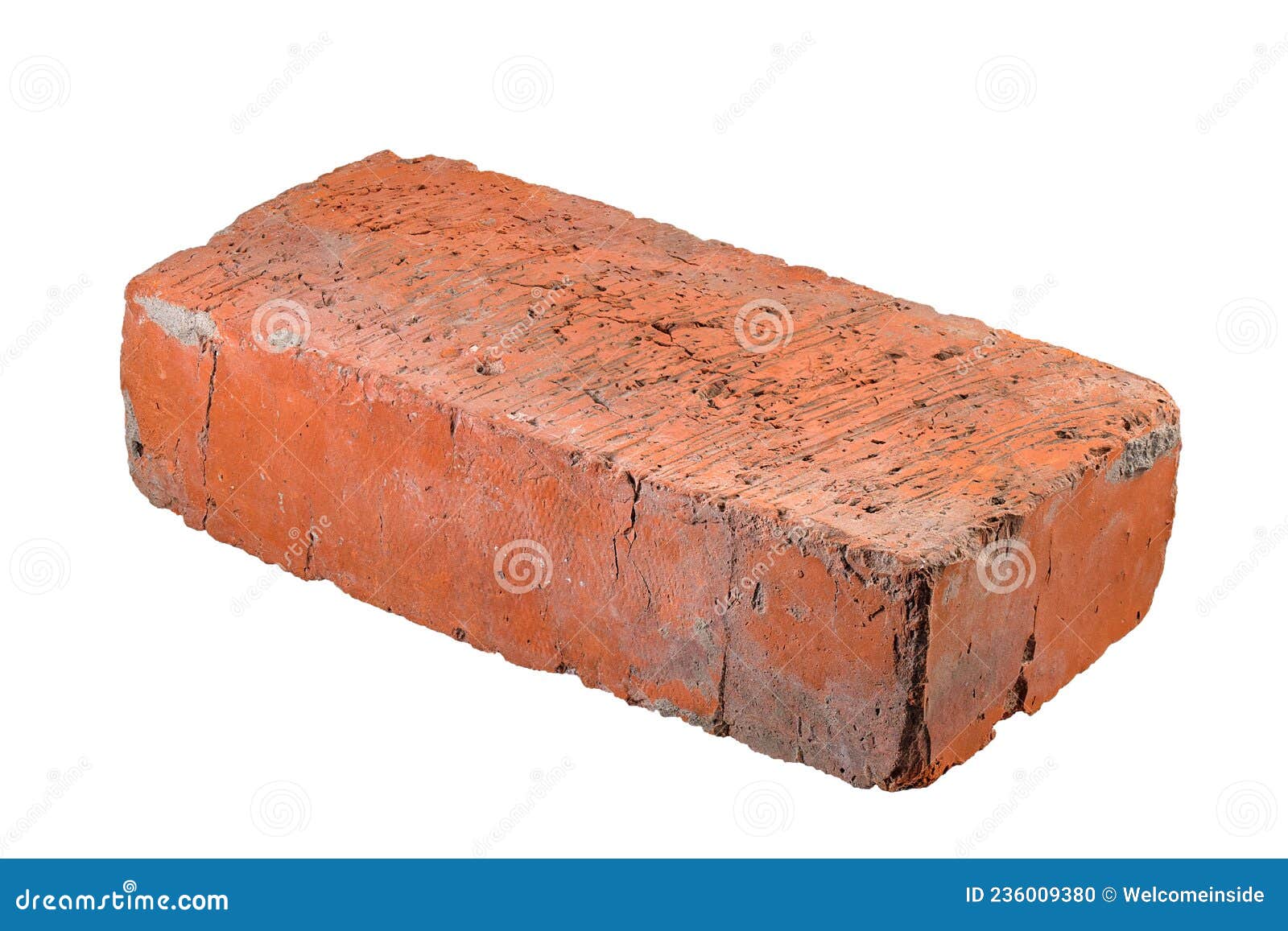 Red Brick One Standard Regular Size Isolated on White Background Stock ...