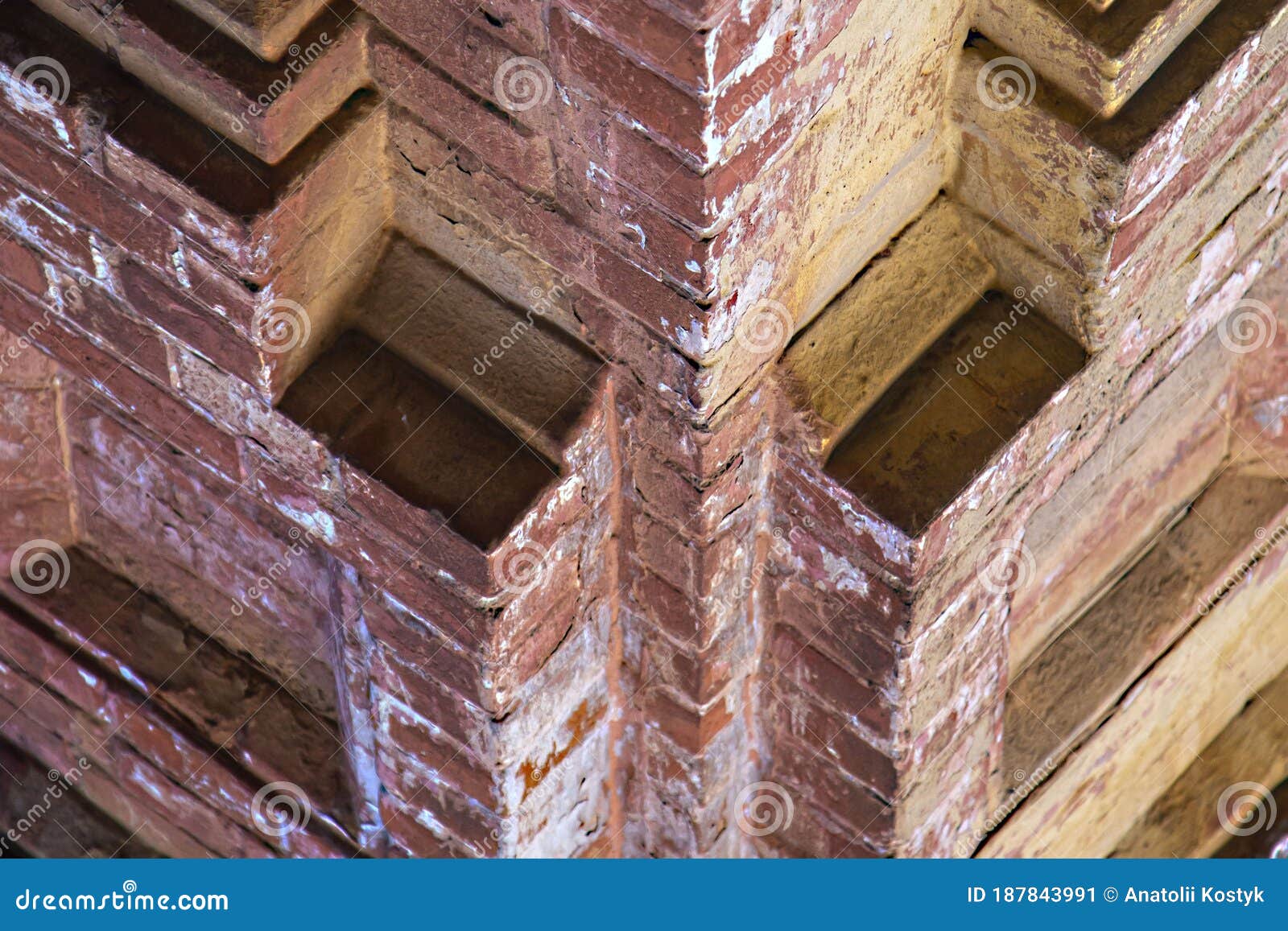 Red brick ornament stock image. Image of corner, aged - 187843991