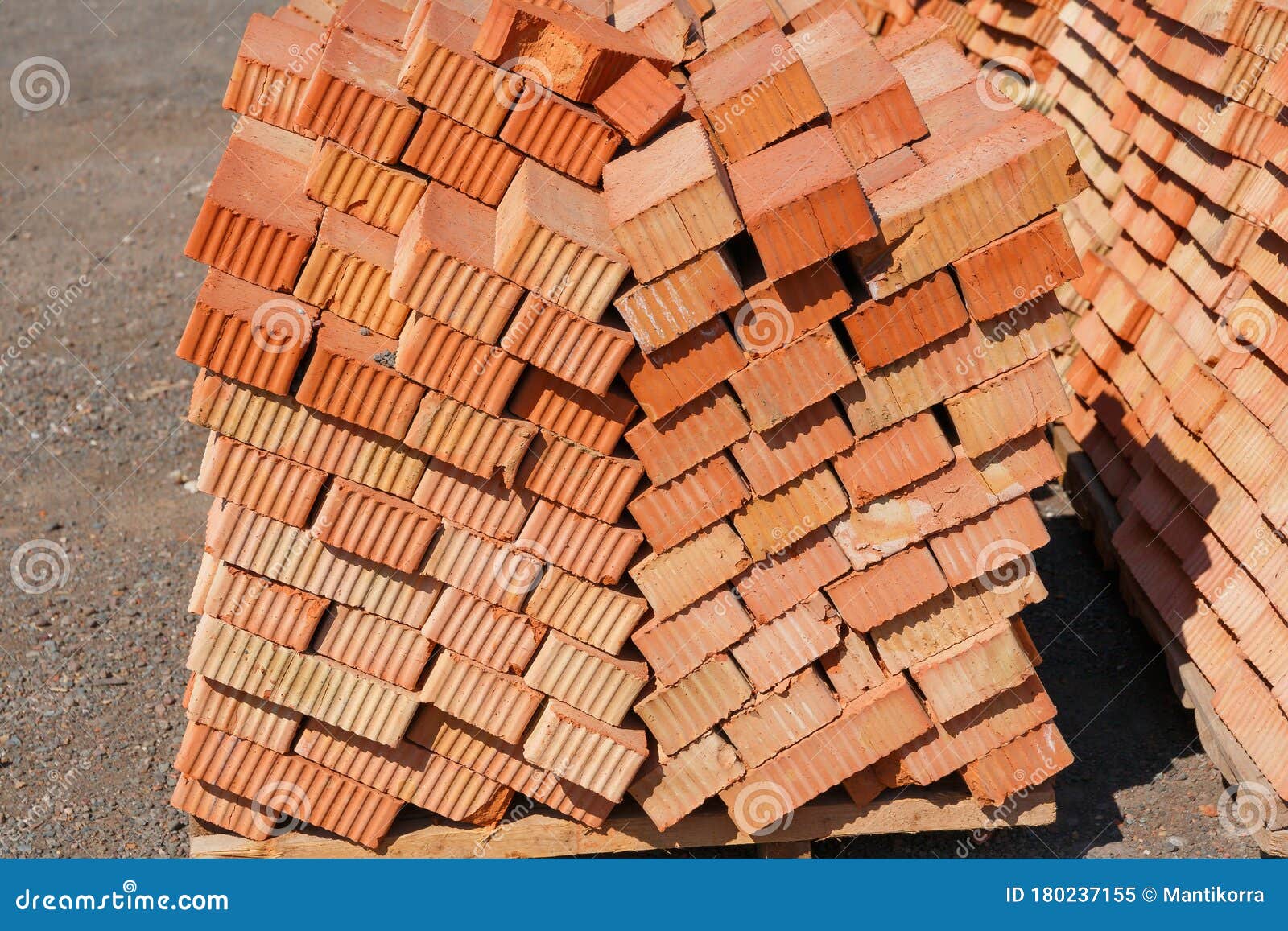 Red Brick Pallets at a Construction Site Stock Image - Image of brick ...