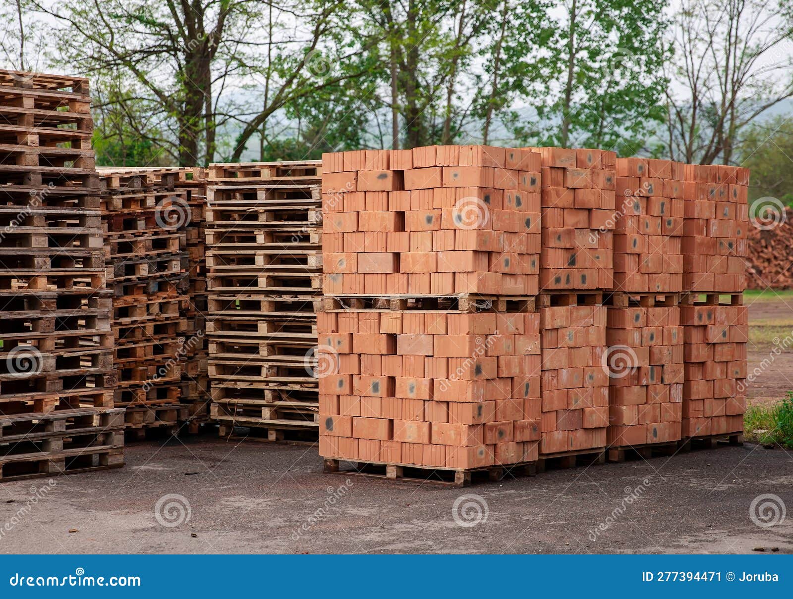 Red Brick on Pallets in Brick Factory Stock Image - Image of orange ...