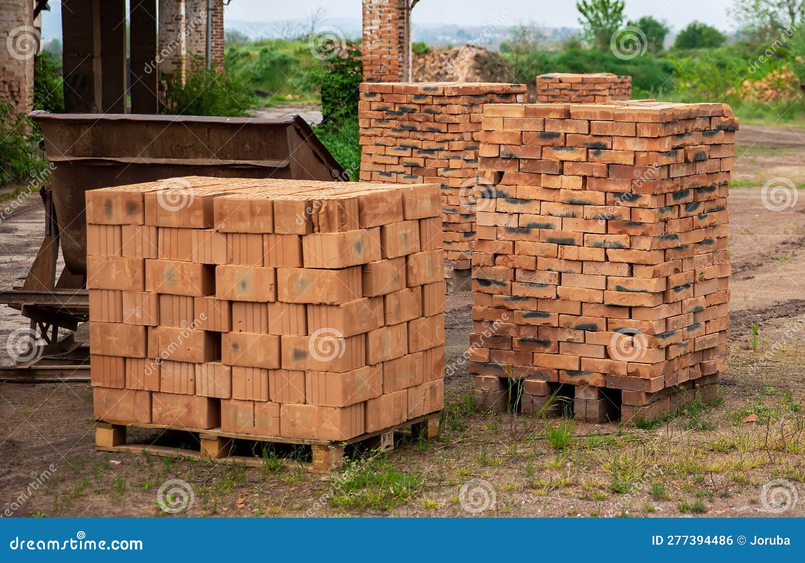 Red Brick on Pallets in Brick Factory Stock Photo - Image of industrial ...
