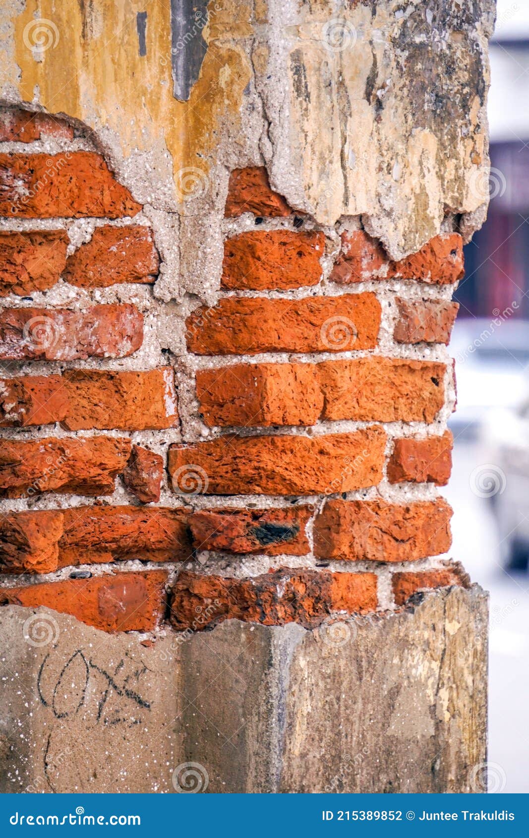 Red brick pillar stock photo. Image of building, tall - 215389852