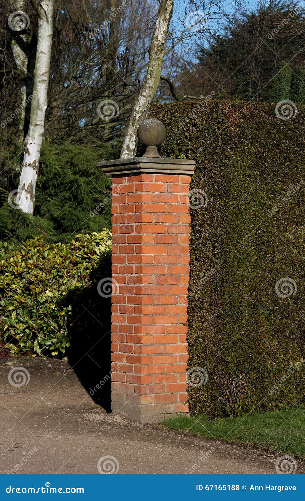 A red brick pillar stock photo. Image of design, architecture - 67165188
