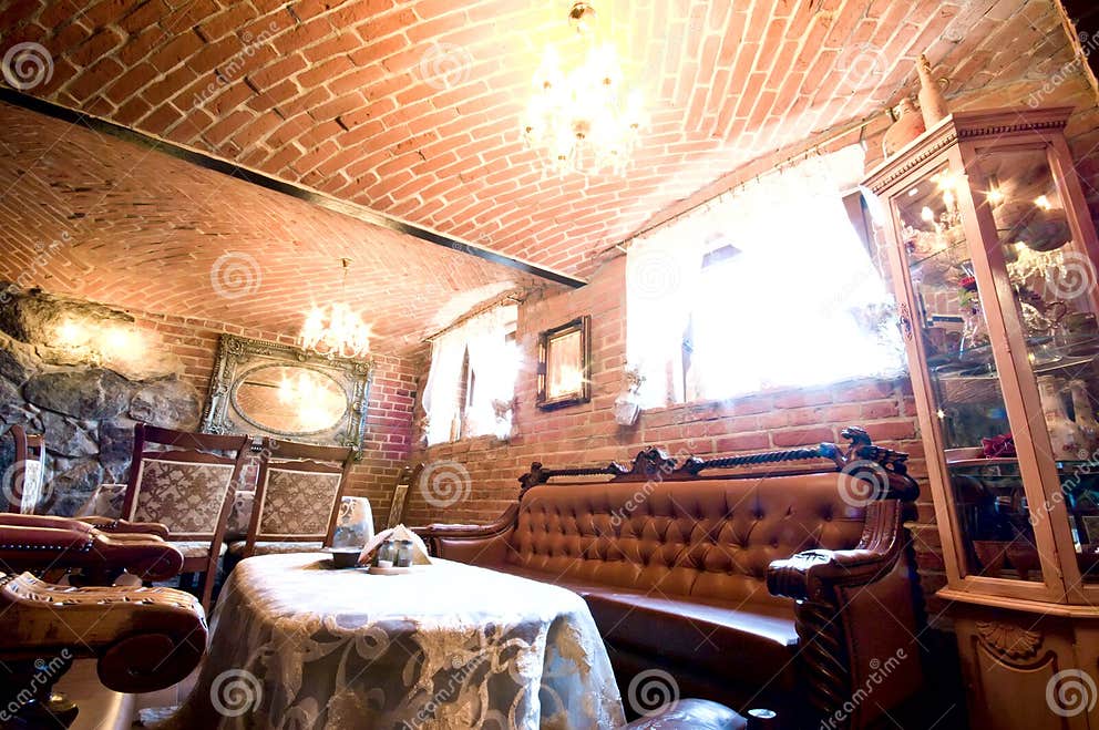 Red brick restaurant stock photo. Image of candle, chairs - 5101106