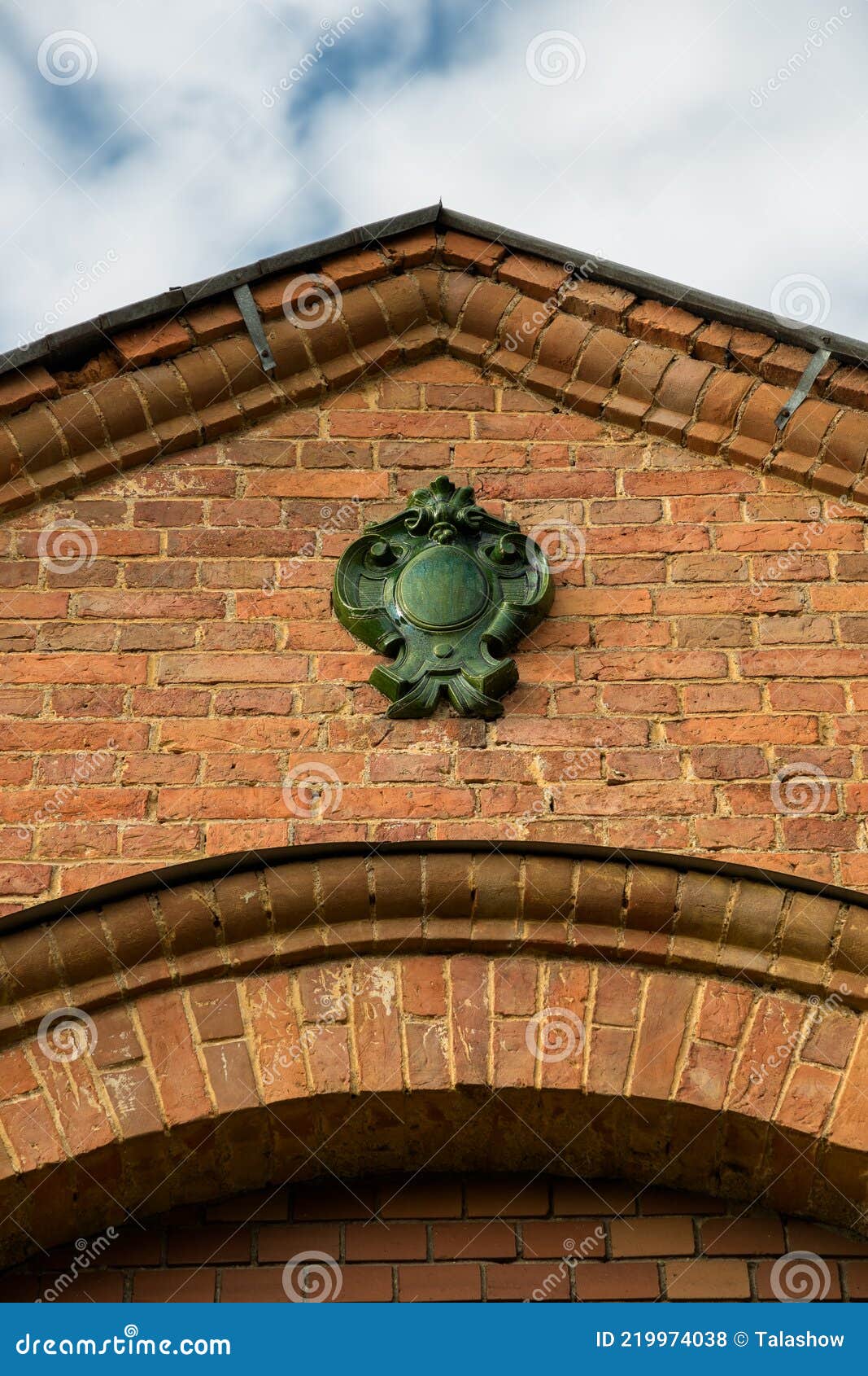 Red Brick Roof and Attic Front View Stock Photo - Image of heritage ...
