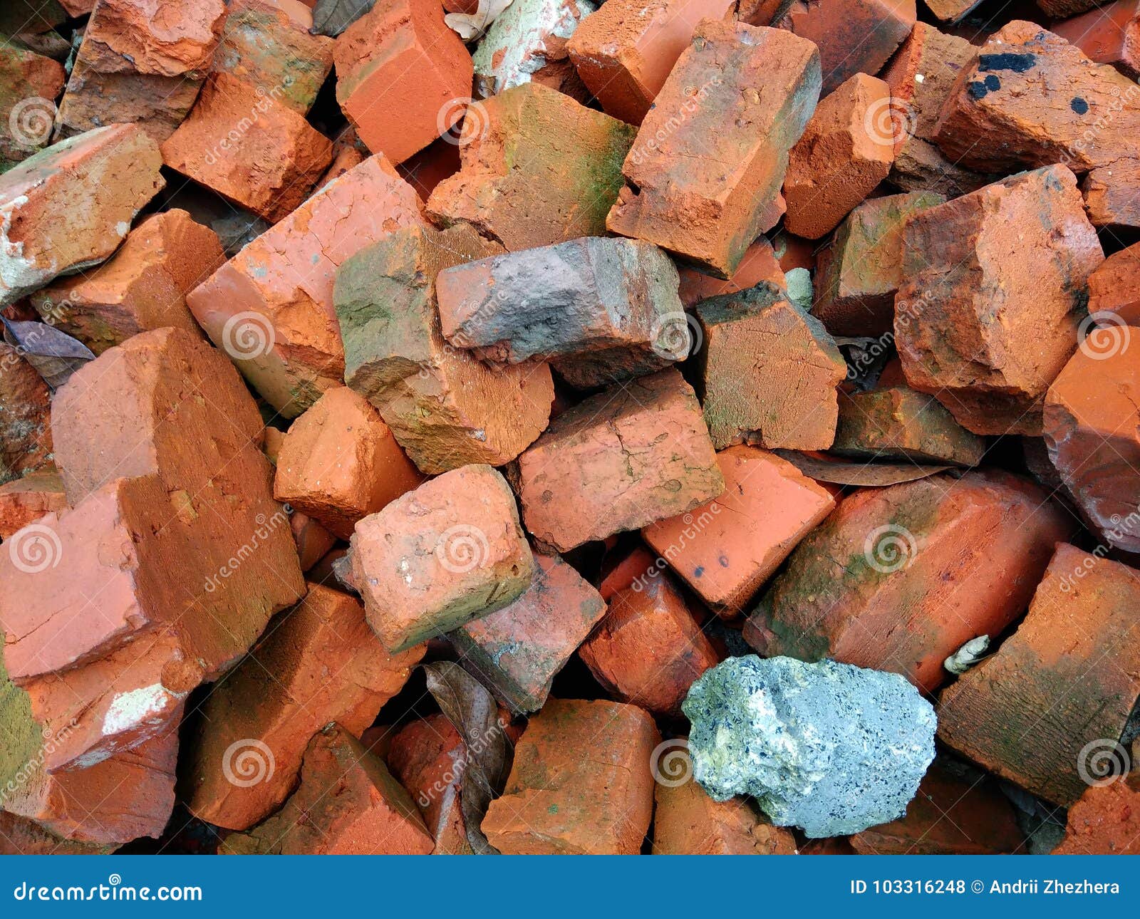 Red brick rubble stock photo. Image of heap, grunge - 103316248