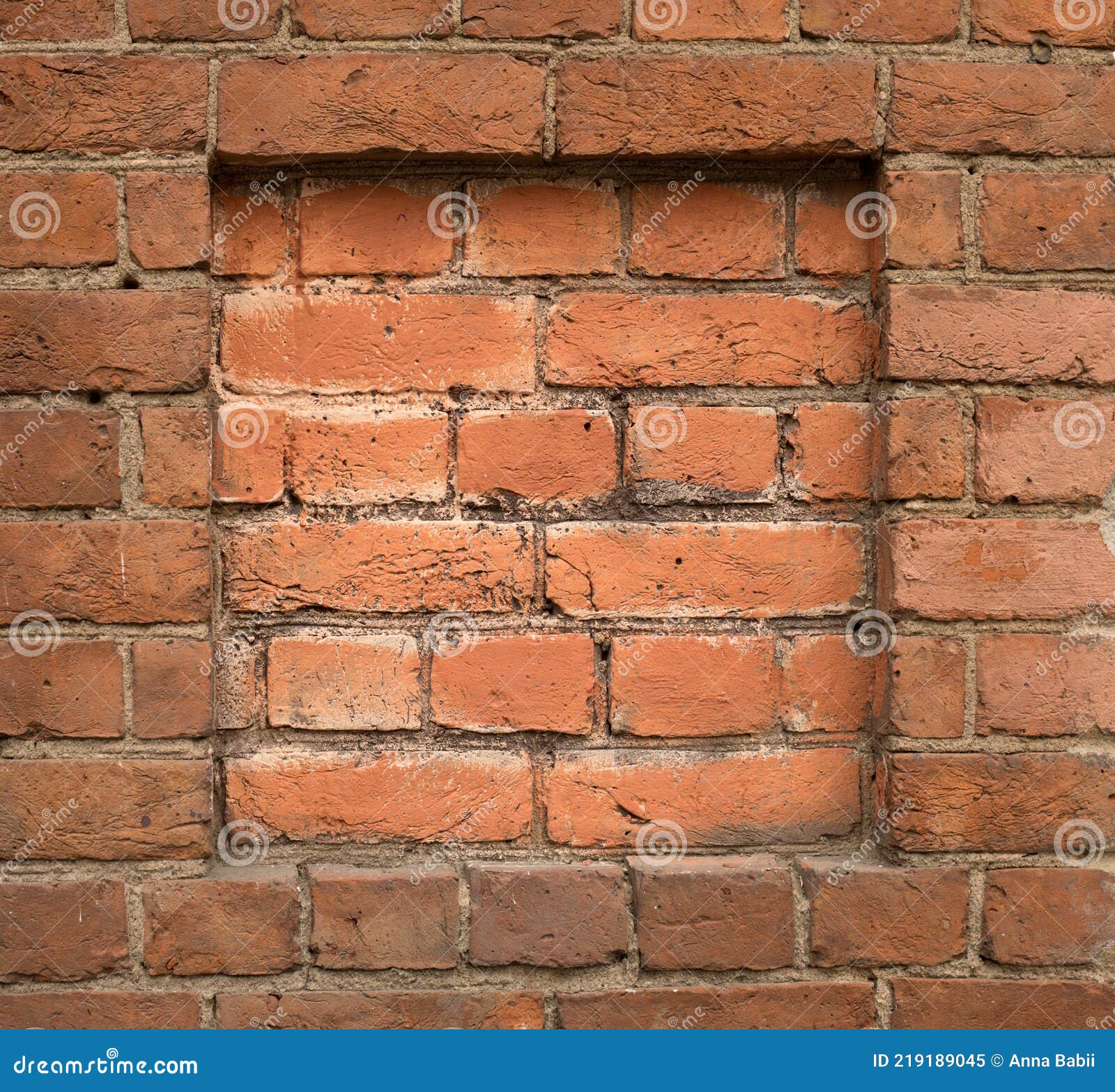 Red Brick Square Frame. Old Wall. Stock Image - Image of texture, text ...