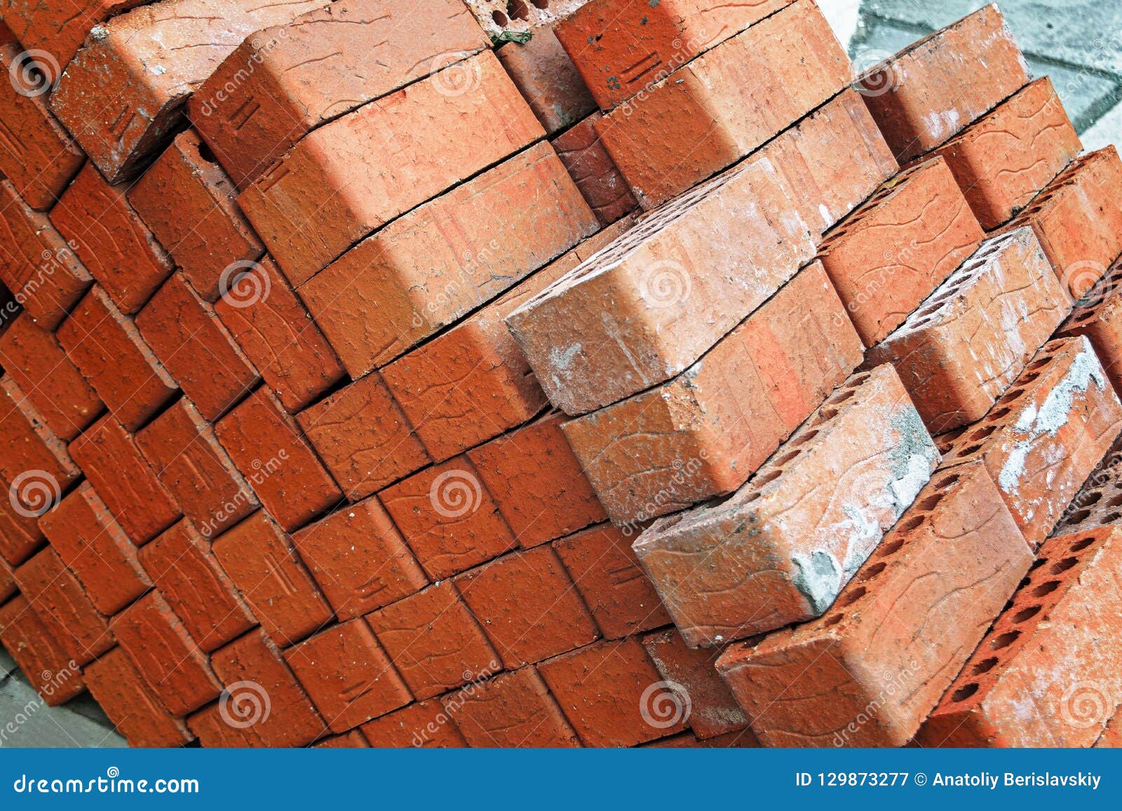Red brick stack close-up stock image. Image of masonry - 129873277