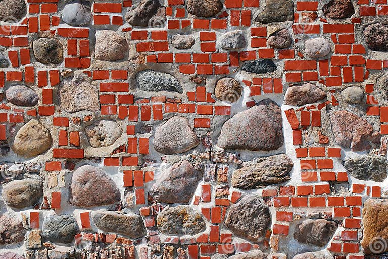 The Red Brick and Stone Wall. Backround Stock Photo - Image of regular ...