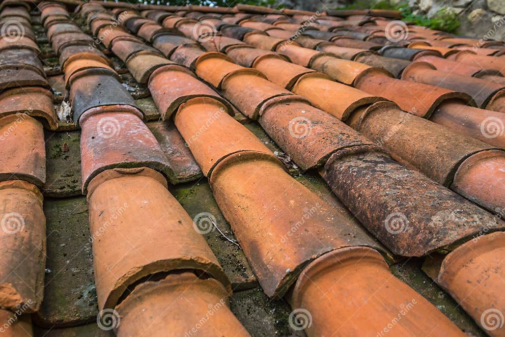 Red Brick Tile Roof Texture Useful As a Background Stock Photo - Image ...