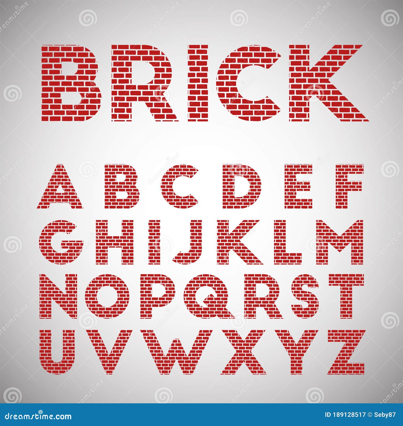 Red brick typeface, vector stock vector. Illustration of design - 189128517