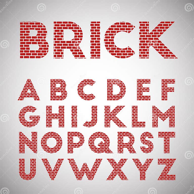 Red brick typeface, vector stock vector. Illustration of design - 189128517