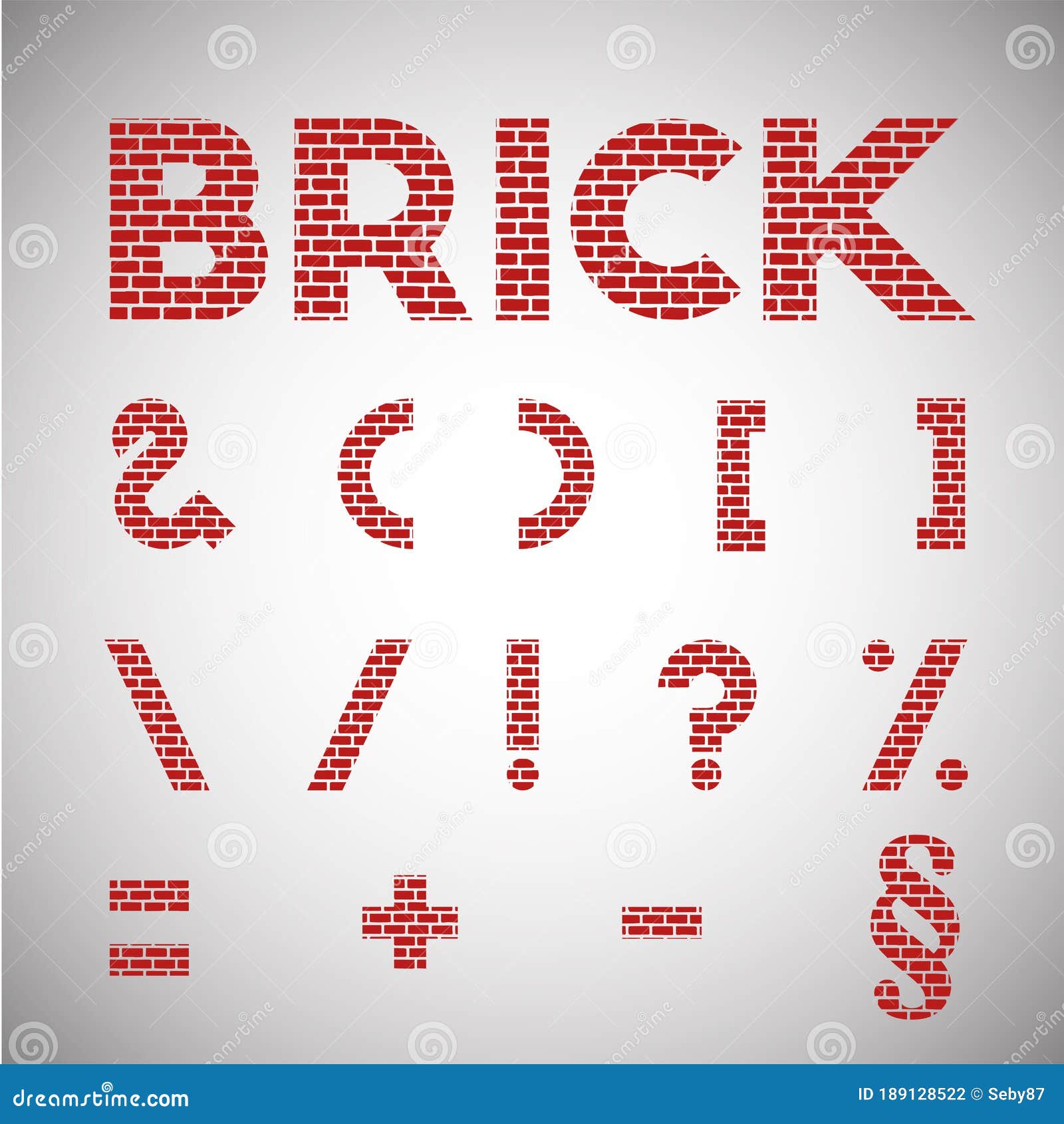 Red brick typeface, vector stock vector. Illustration of estate - 189128522