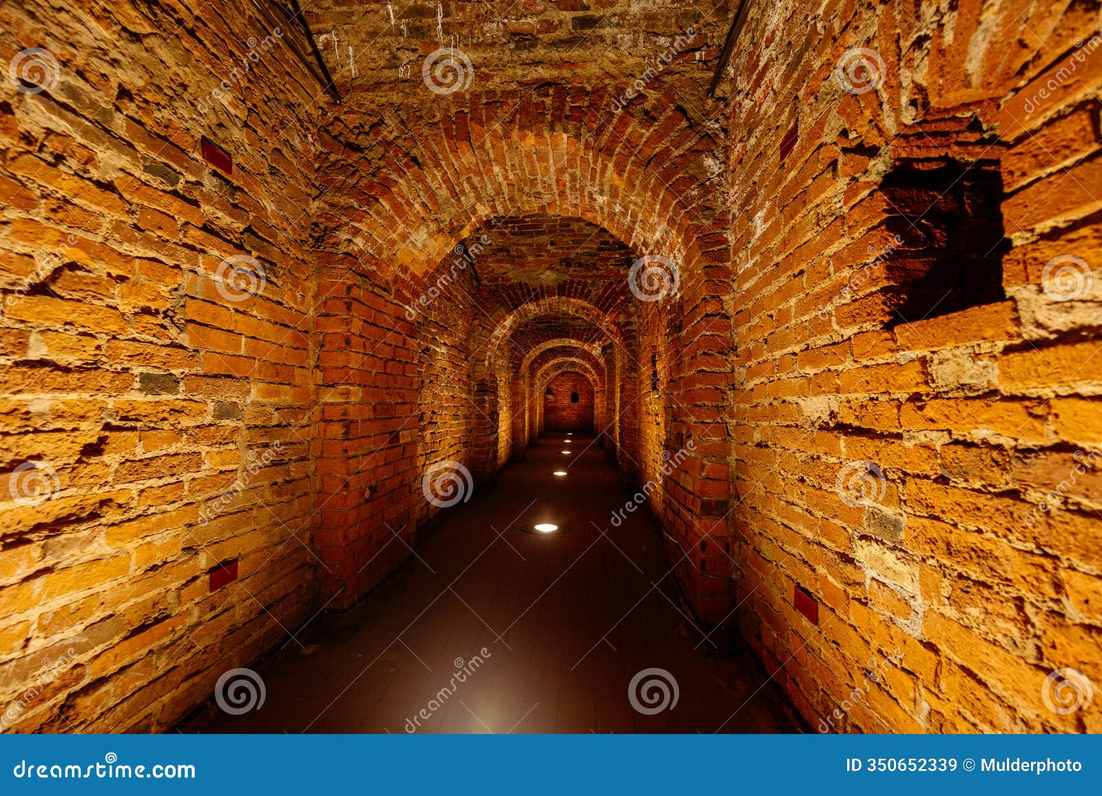 Red Brick Underground Tunnel Under Old Fortress Stock Image - Image of ...