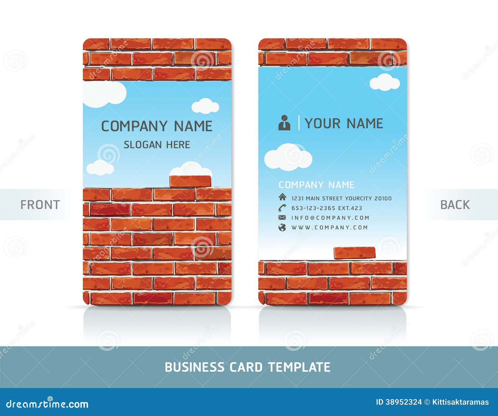 Red Brick Wall Business Card . Stock Vector - Illustration of envelope ...