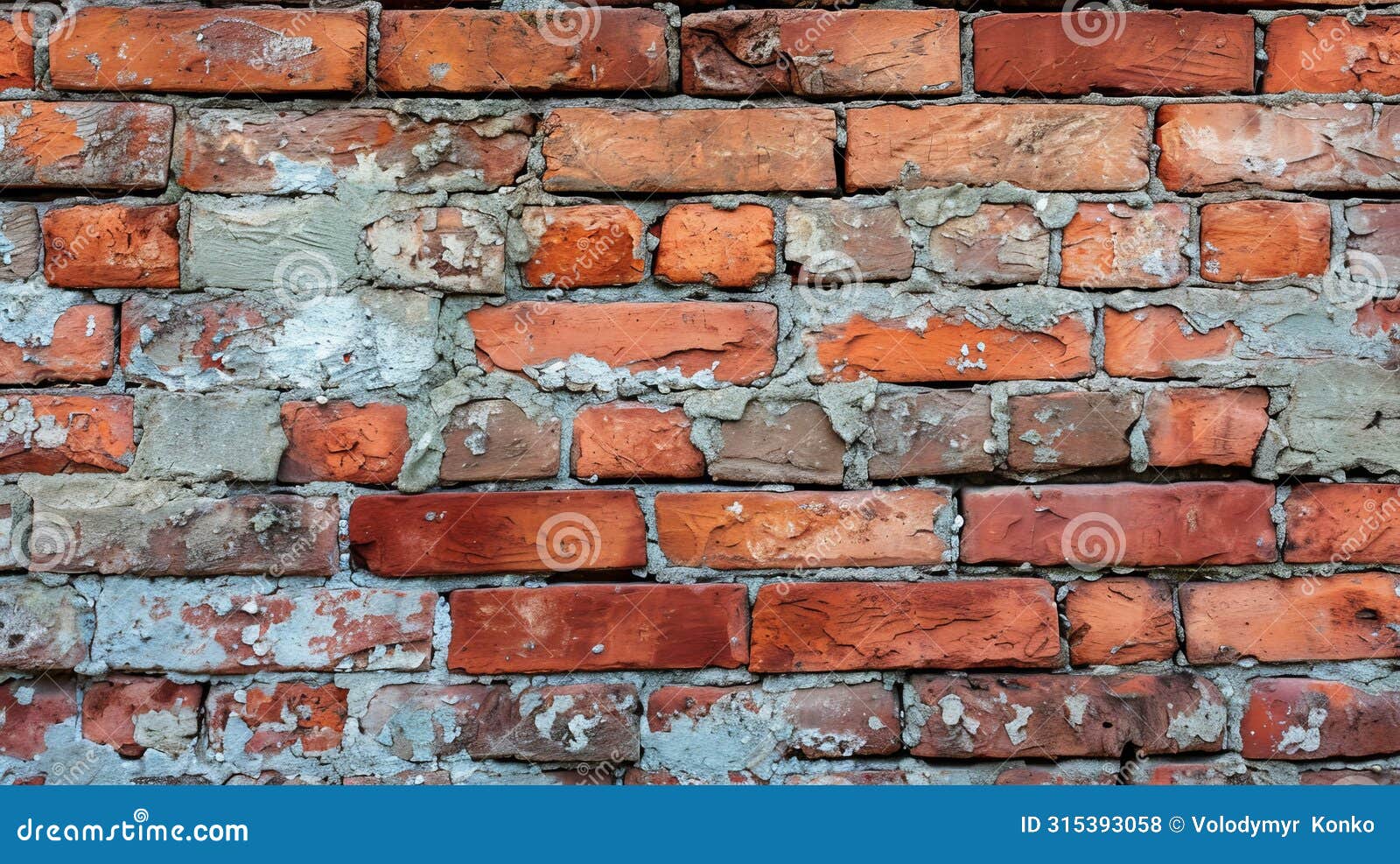 Red Brick Wall with Chipped Paint Revealing Weathered Texture and ...
