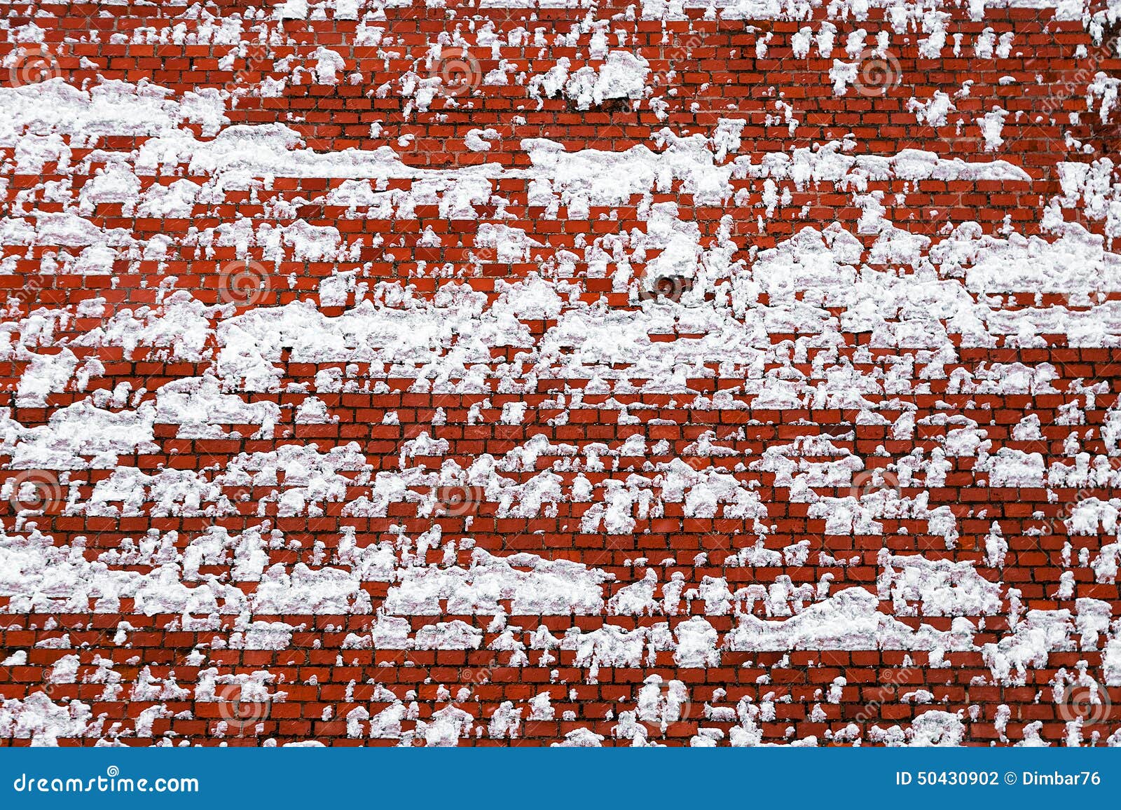 Red Brick Wall Covered with Snow Stock Photo - Image of outdoor ...