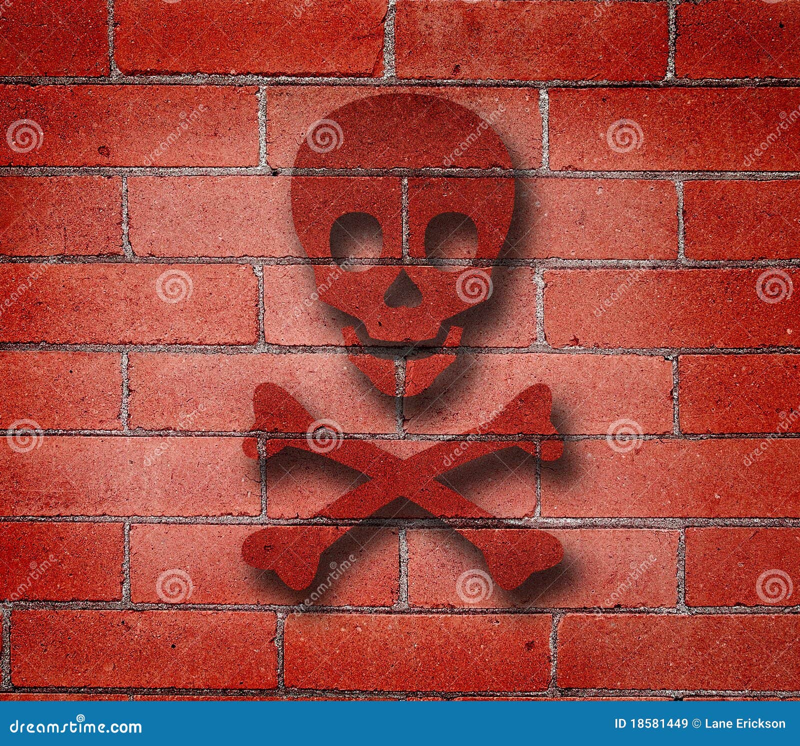 Red Brick Wall with Cross Bones Graffiti Stock Image - Image of walls ...