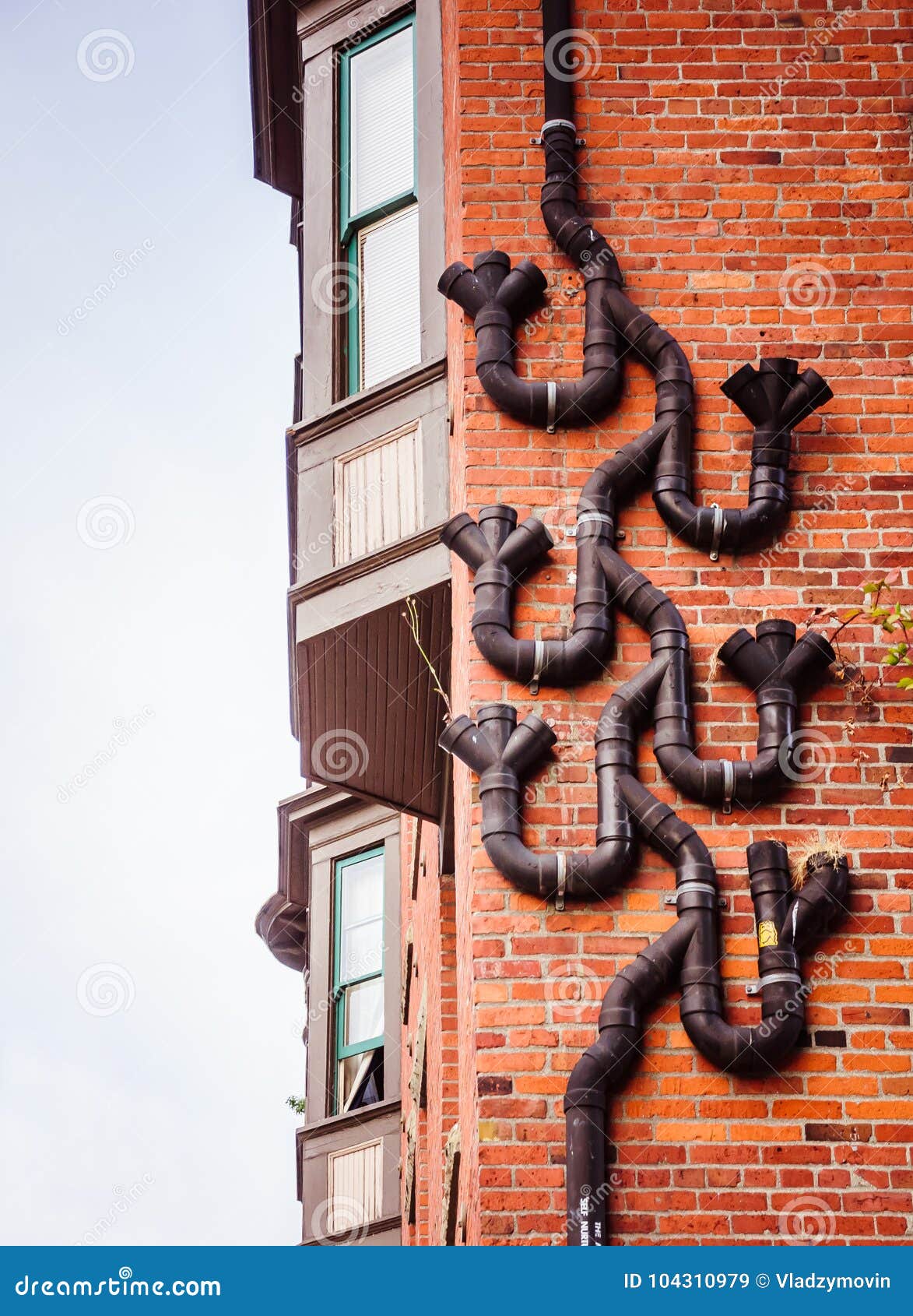 Waterspout on the building stock image. Image of downtown - 104310979