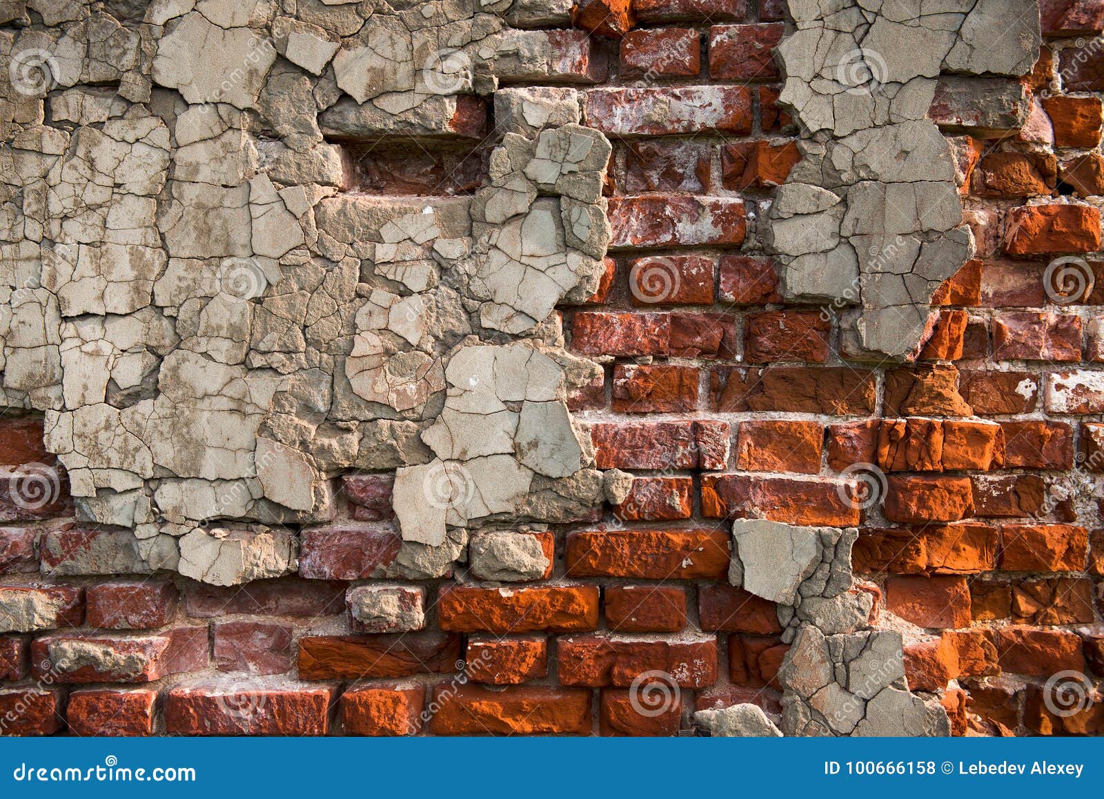 Brick Wall with Peeling Plaster Stock Photo - Image of facade, grunge ...