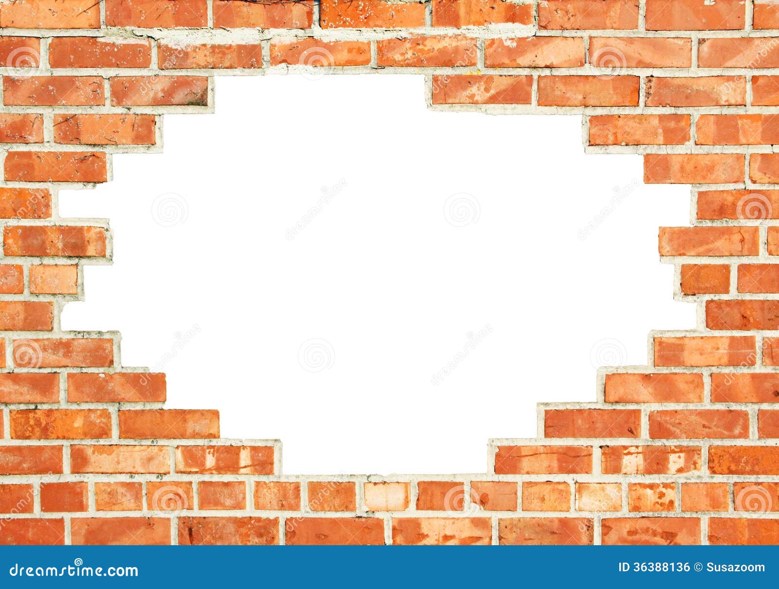 Red brick wall with gap stock photo. Image of stonewall - 36388136
