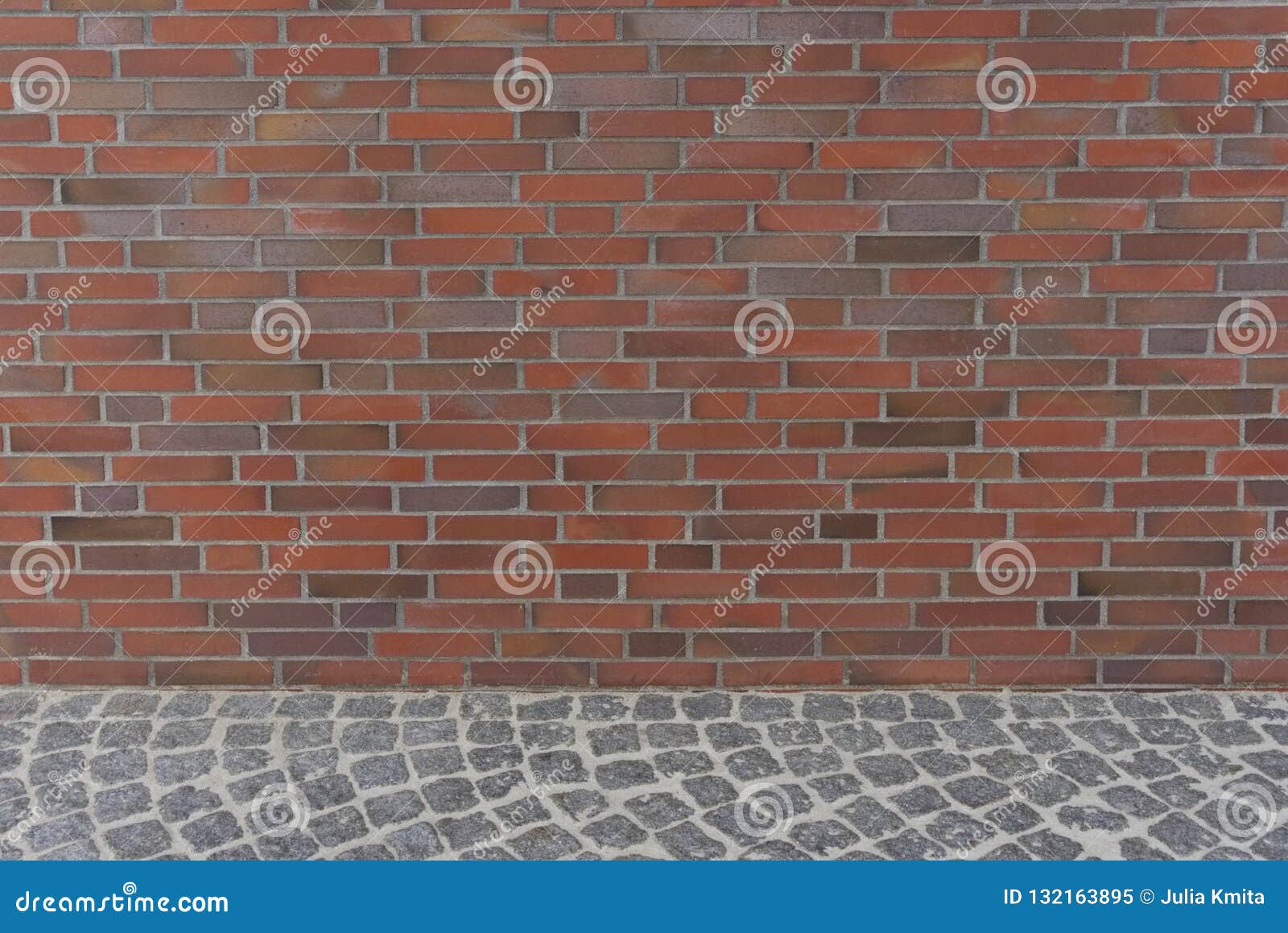 Red brick wall with ground stock image. Image of tile - 132163895