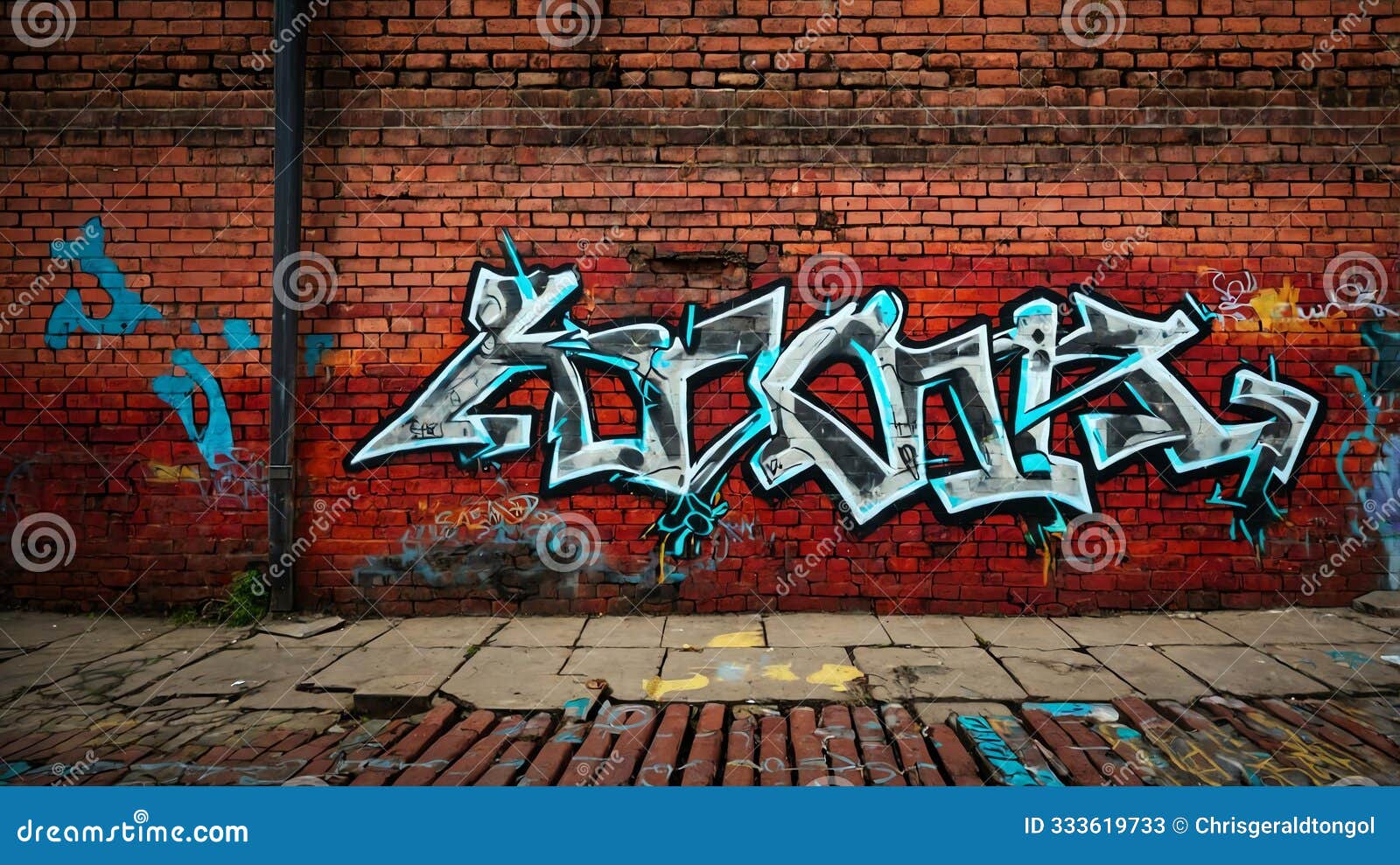 Red Brick Wall with Grungy Texture and Graffiti for Ba Ai Generated ...