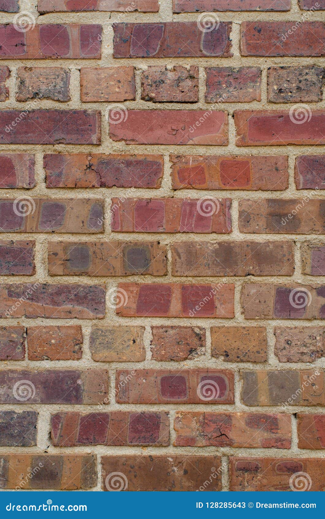 Red Brick Wall with Interesting Patterned Stains Stock Image - Image of ...