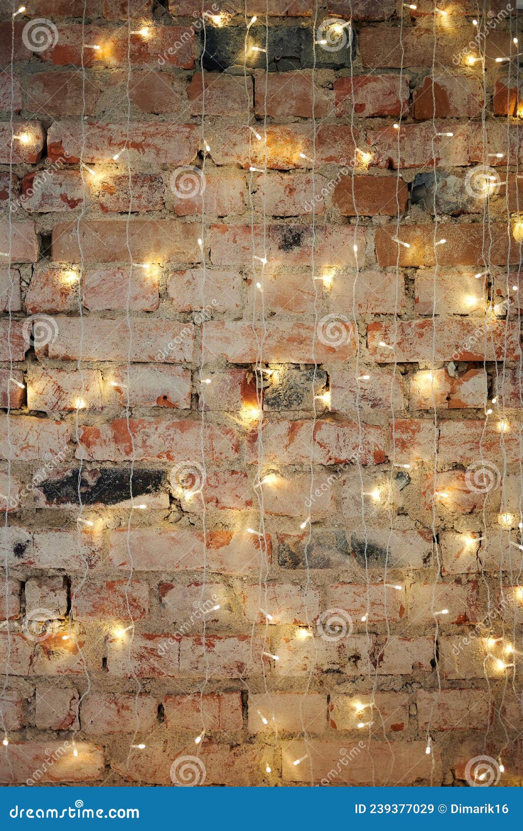 Red brick wall with lights stock image. Image of colorful - 239377029