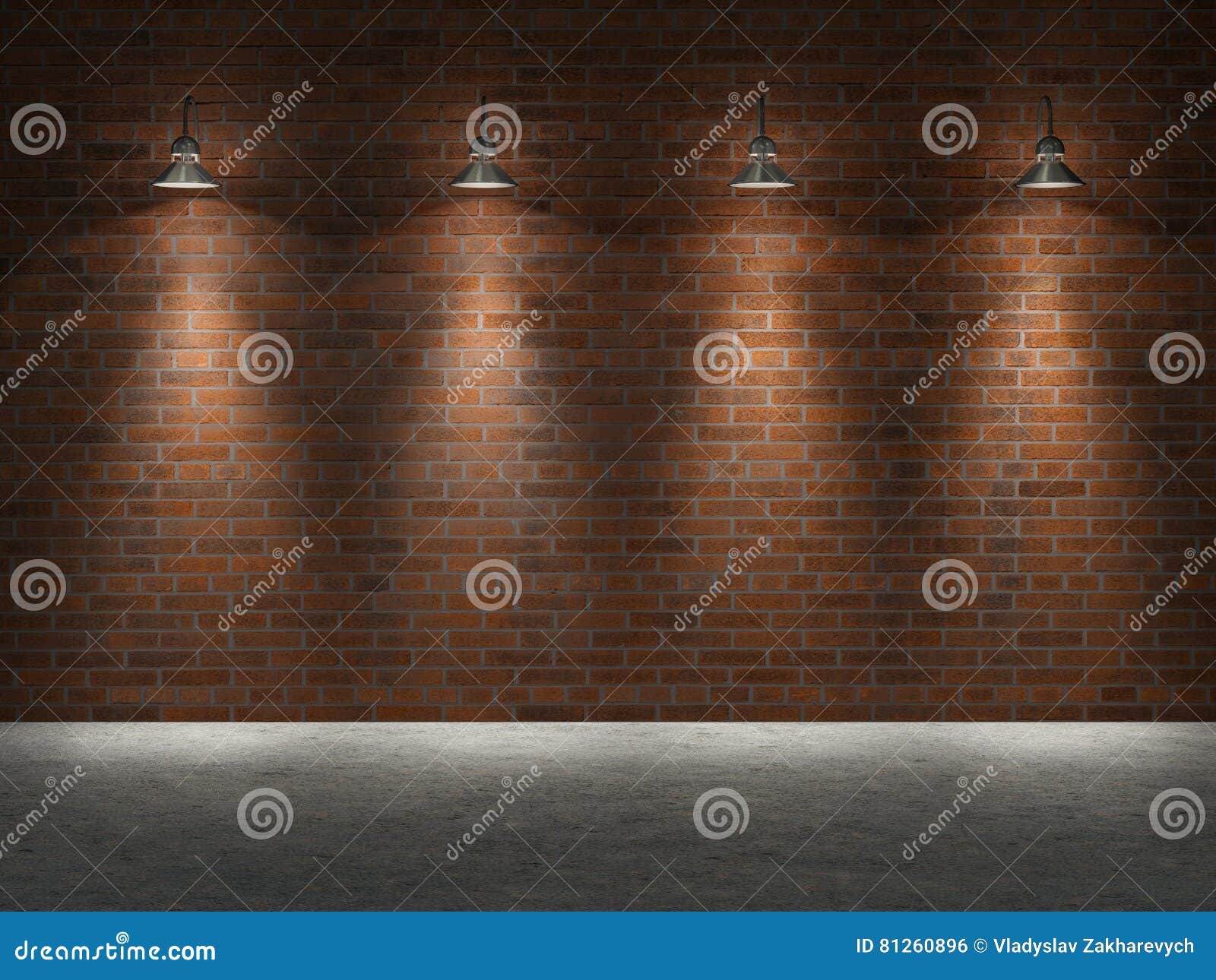 Red brick wall with lights stock illustration. Illustration of lights ...