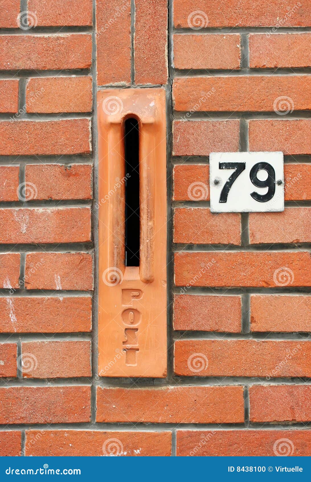 Red Brick Wall with Mailslot and Number Stock Photo - Image of brick ...