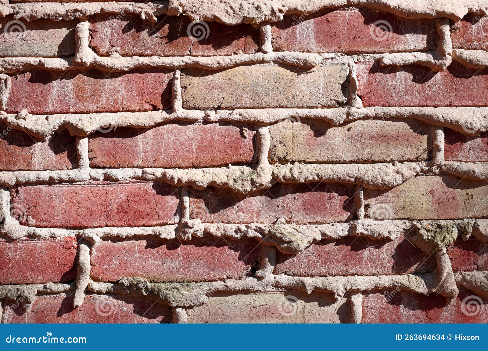 Red brick wall with mortar stock photo. Image of brick - 263694634