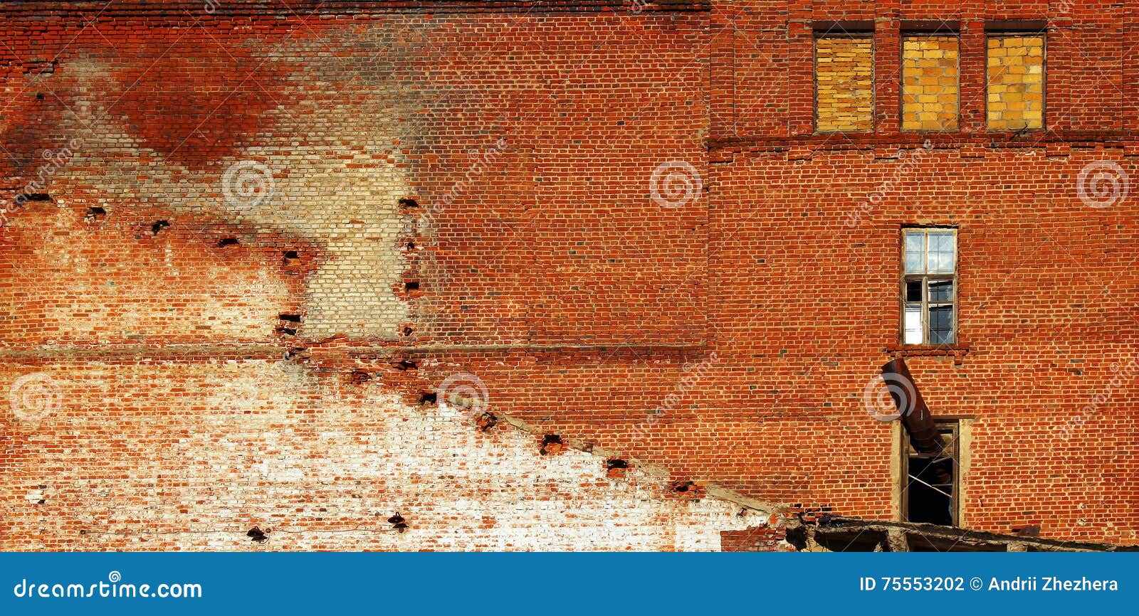 Red Brick Wall of Old Abandoned Factory Stock Photo - Image of detail ...