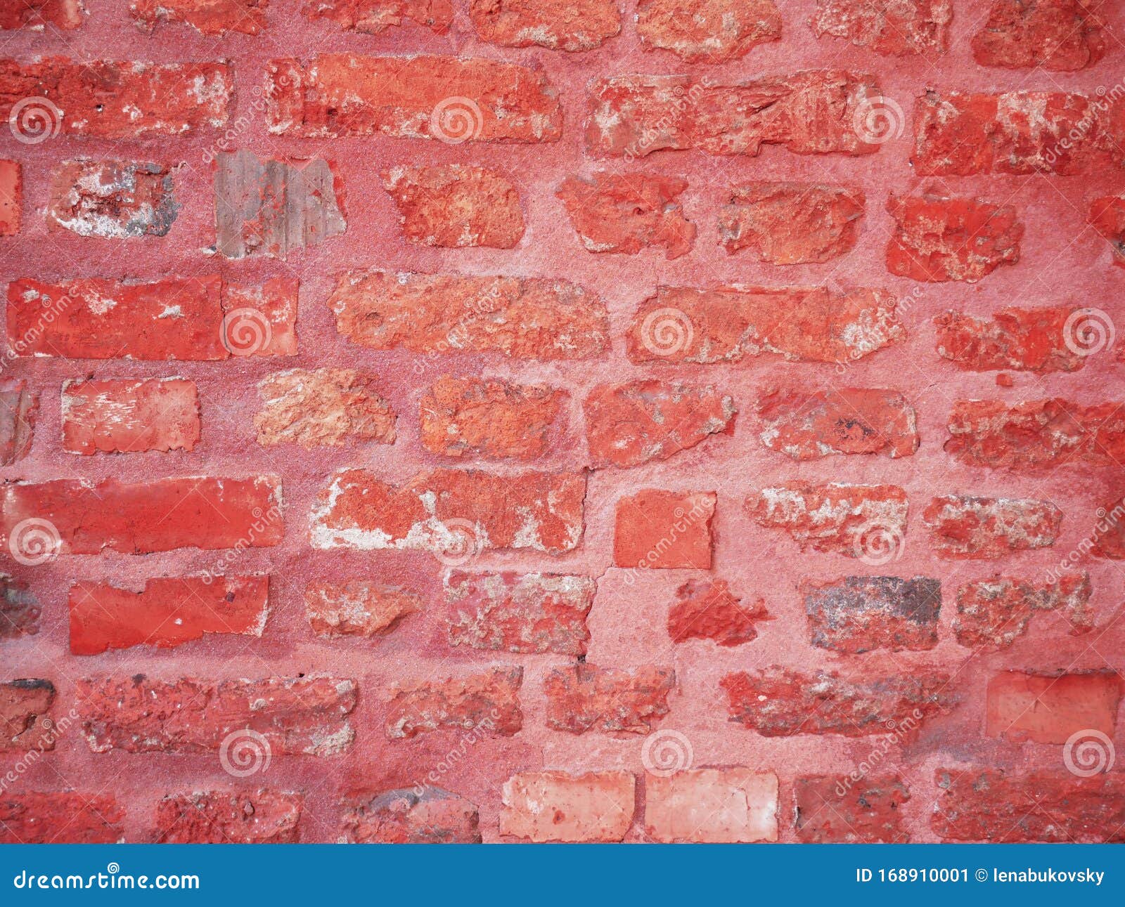 Red Wall. Old Brick Texture. Irregular Pattern. Stock Image - Image of ...