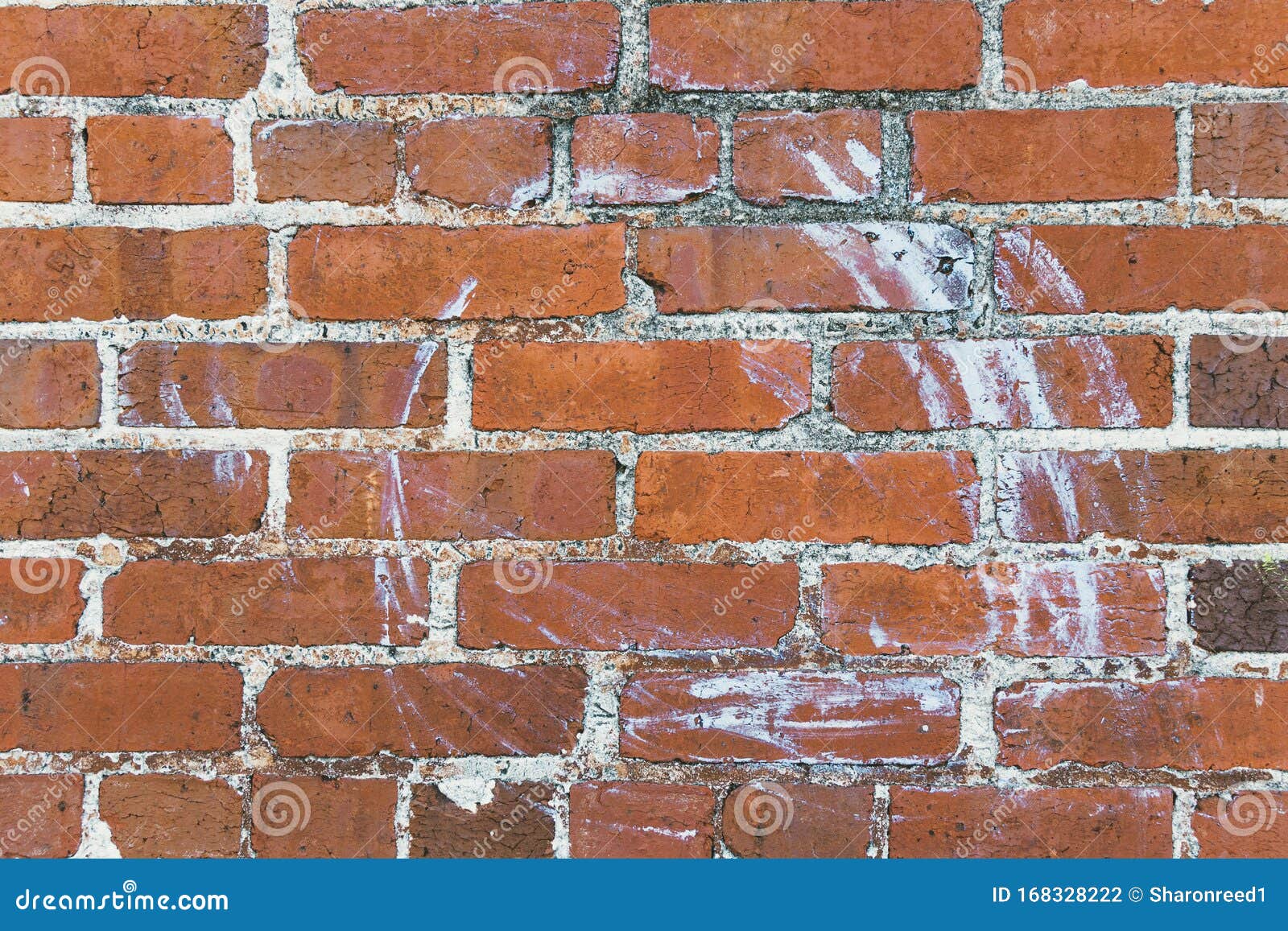 Red Brick Wall with Paint Circle Background Texture Stock Photo - Image ...
