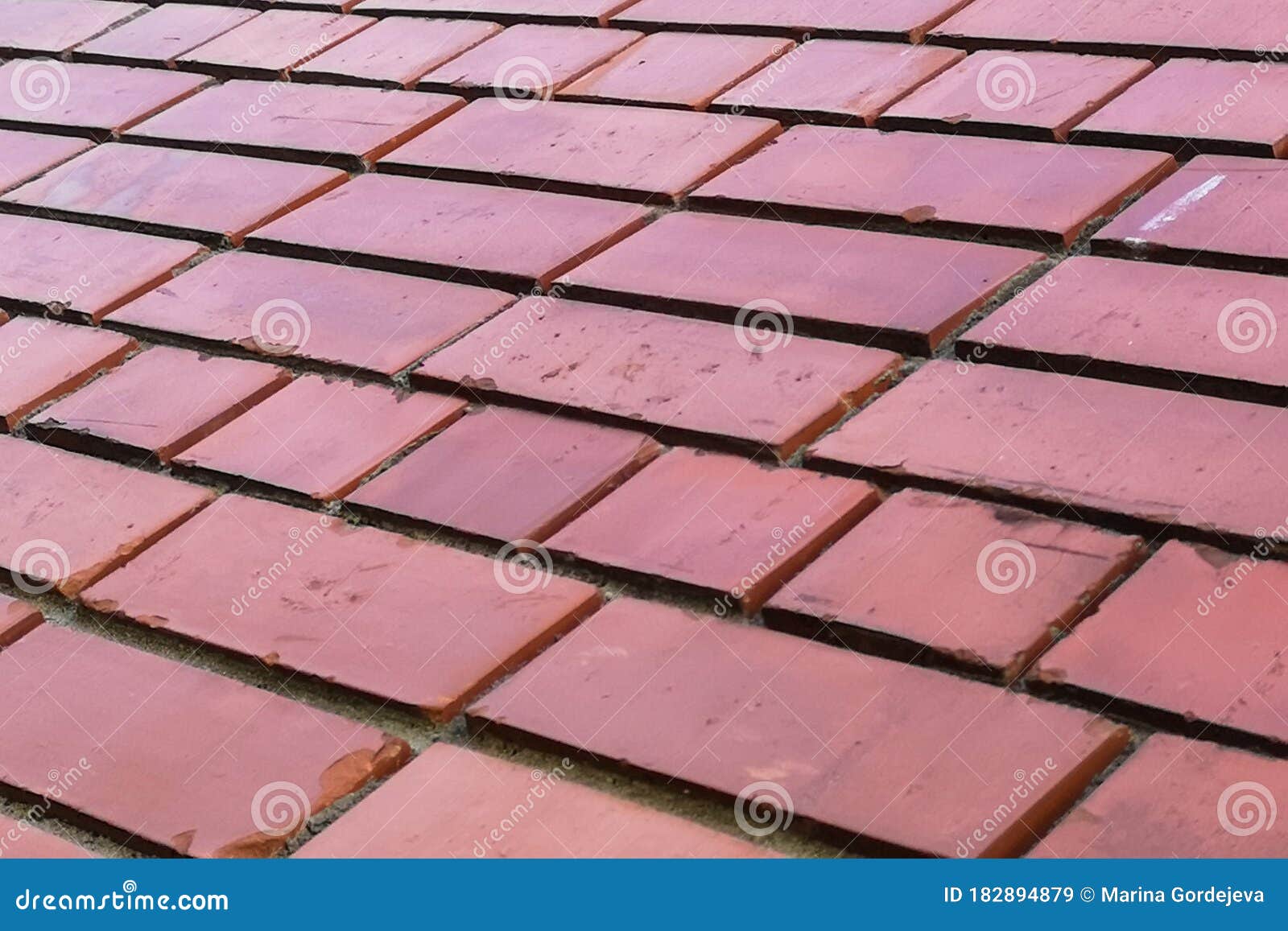 Red Brick Wall Perspective View. Block Pattern Texture Background Stock ...