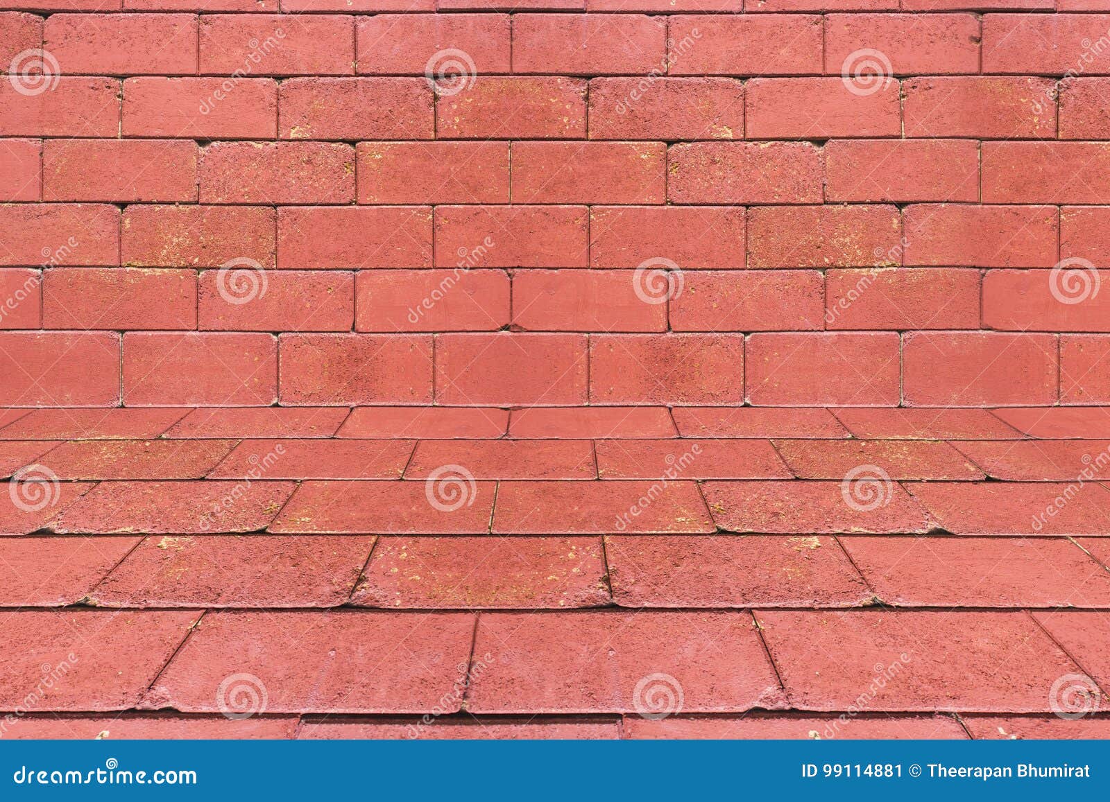 Red Brick Wall in Perspective View, Brick Pattern Textured Background ...
