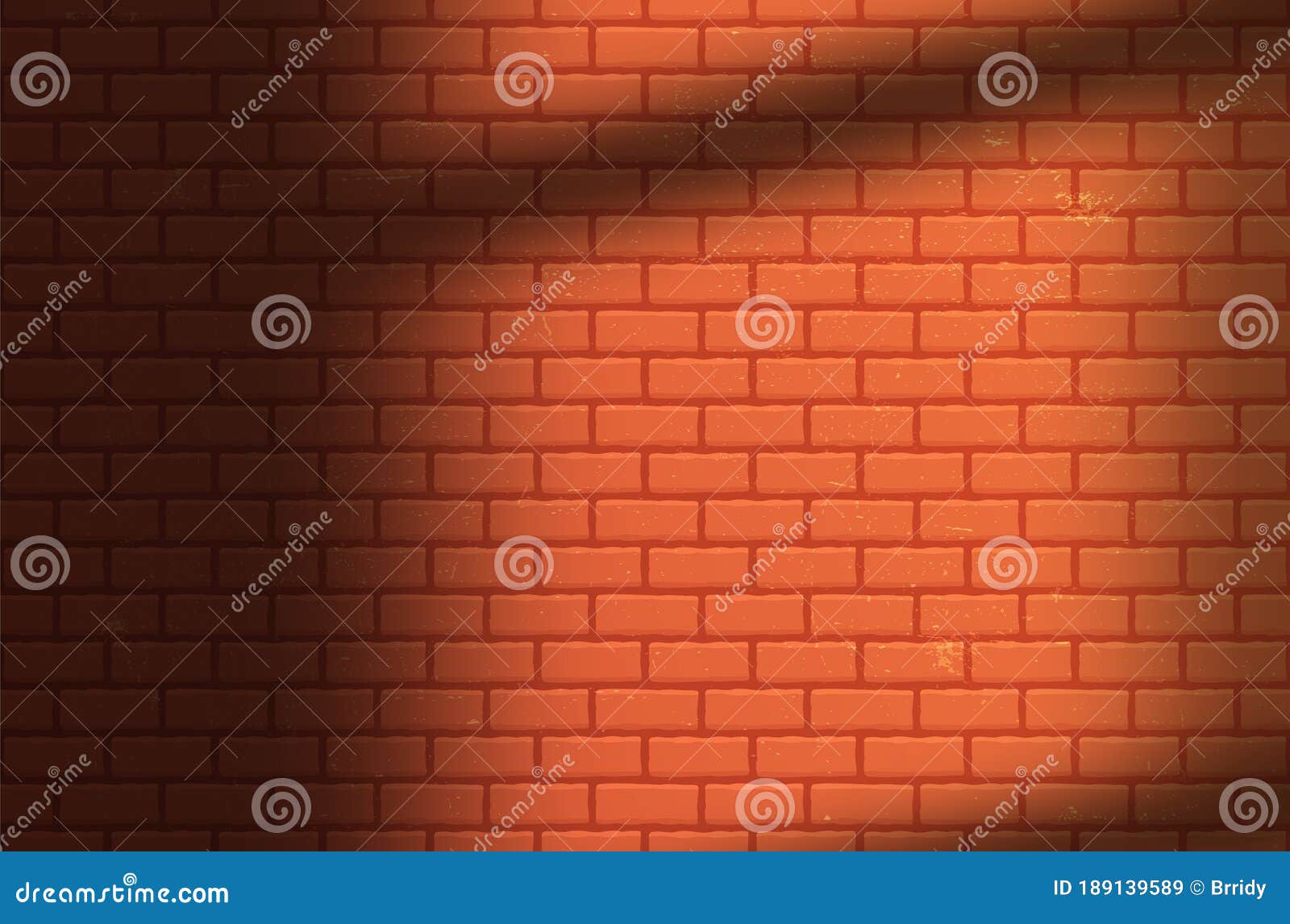 Red Brick Wall with Shadow from Window. Realistic Vector Illustraction ...
